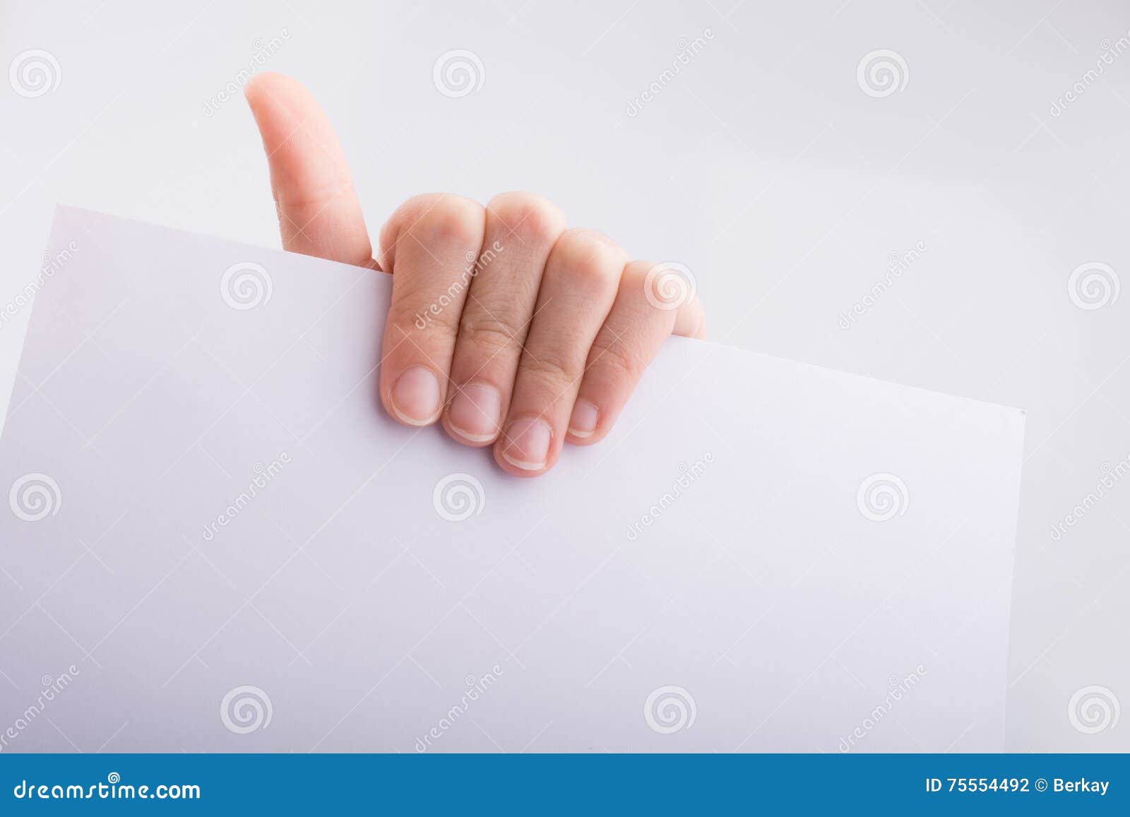 Hand holding paper stock photo. Image of announcement - 75554492