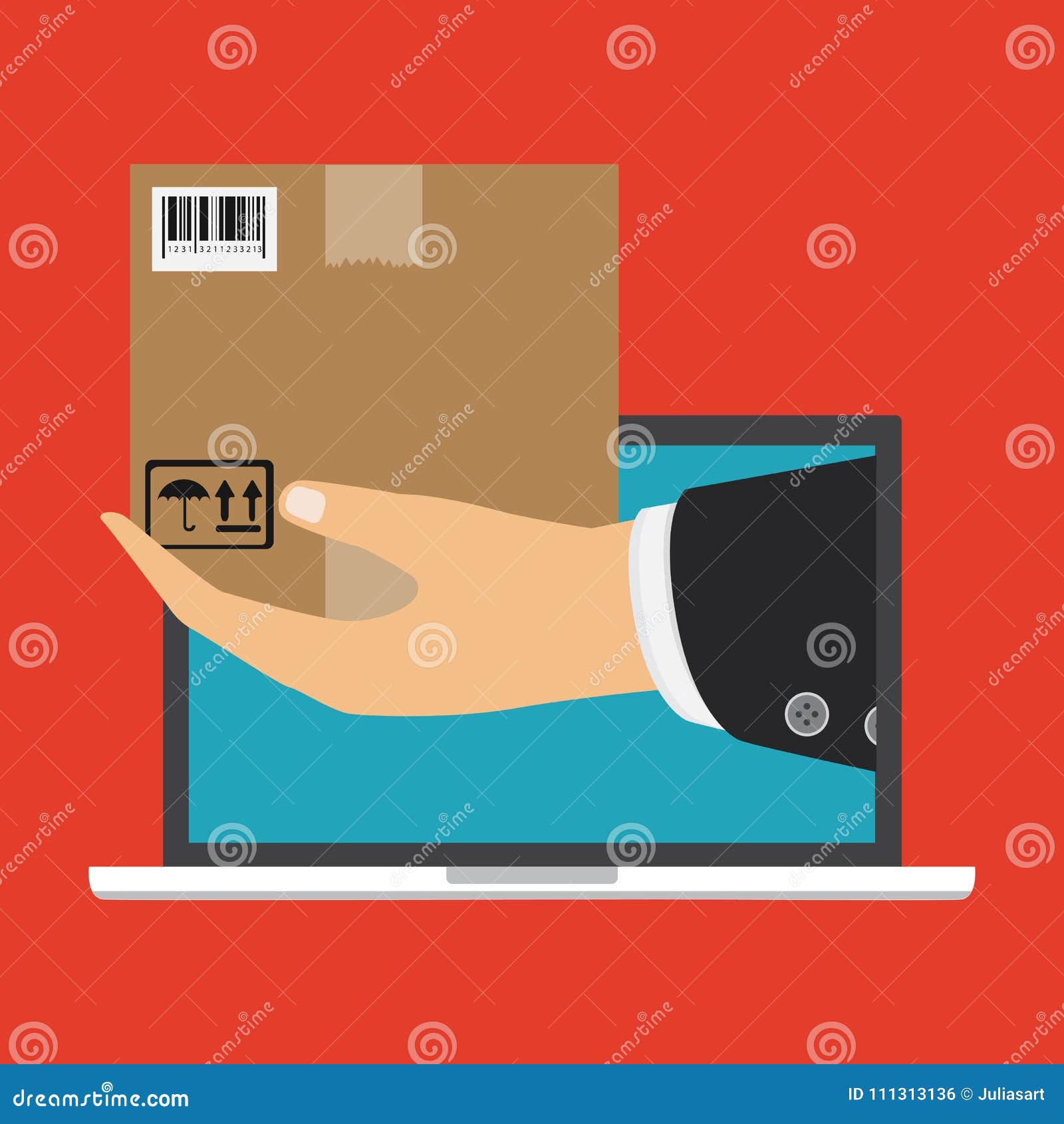 The Hand that is Holding the Parcel. Delivery Concept. Vector Stock ...