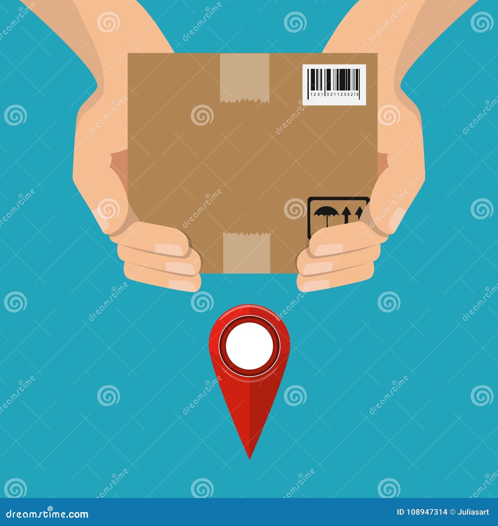 The Hand that is Holding the Parcel. Delivery Concept. Vector Il Stock ...