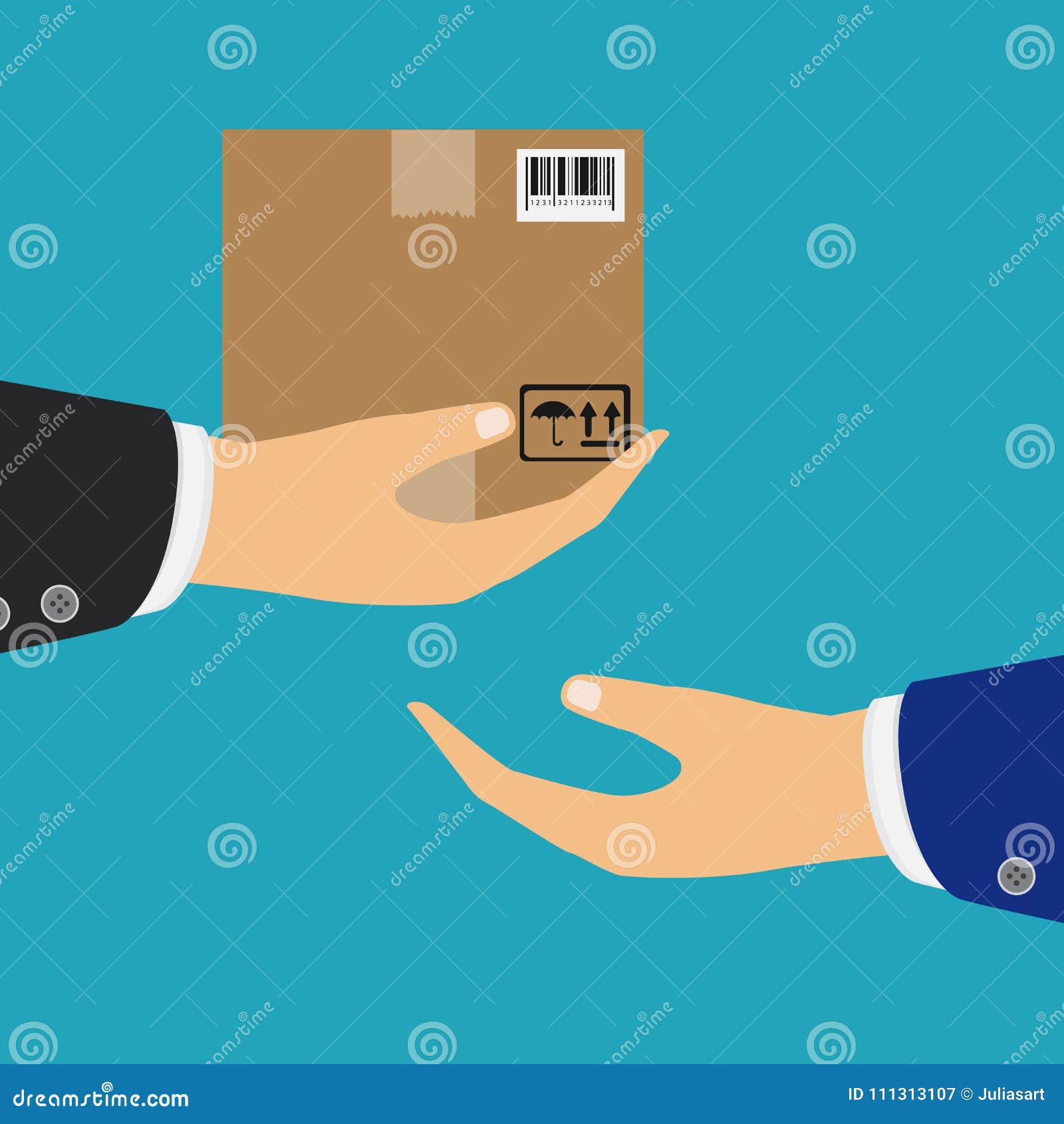 The Hand that is Holding the Parcel. Delivery Concept. Vector Il Stock ...