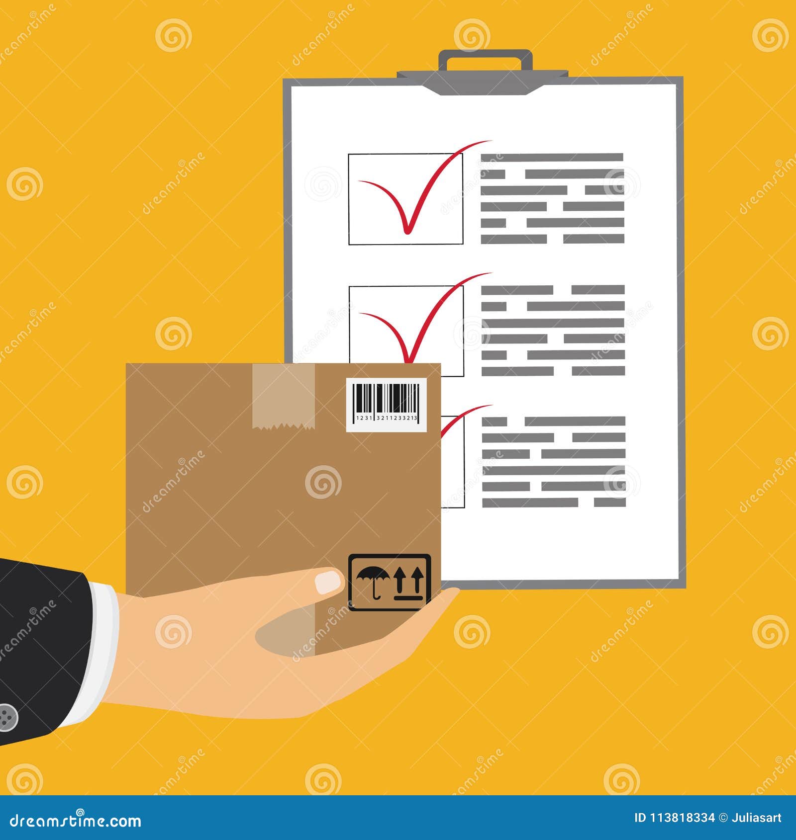 The Hand that is Holding the Parcel. Delivery Concept. Vector Il Stock ...