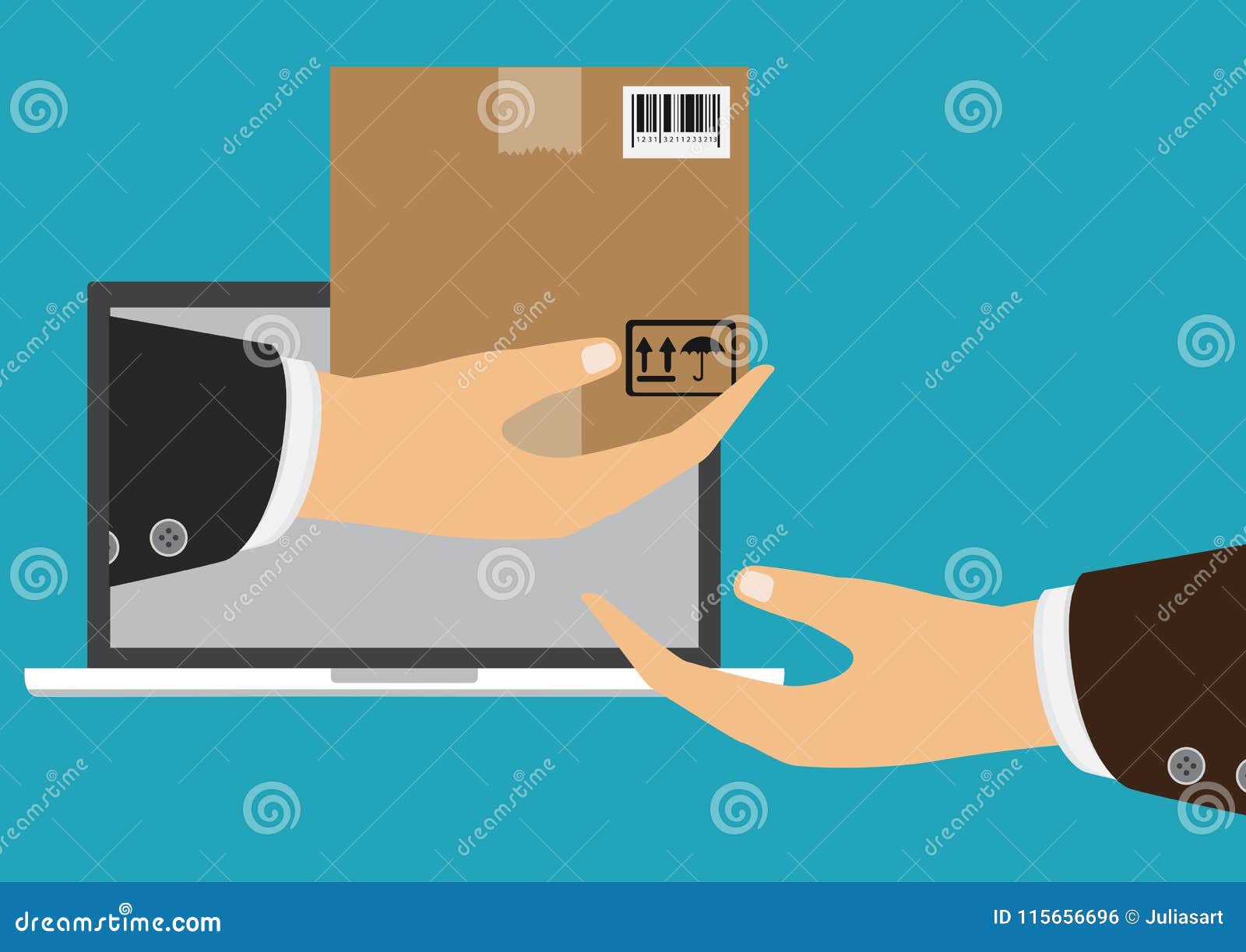 The Hand that is Holding the Parcel. Delivery Concept. Vector Il Stock ...