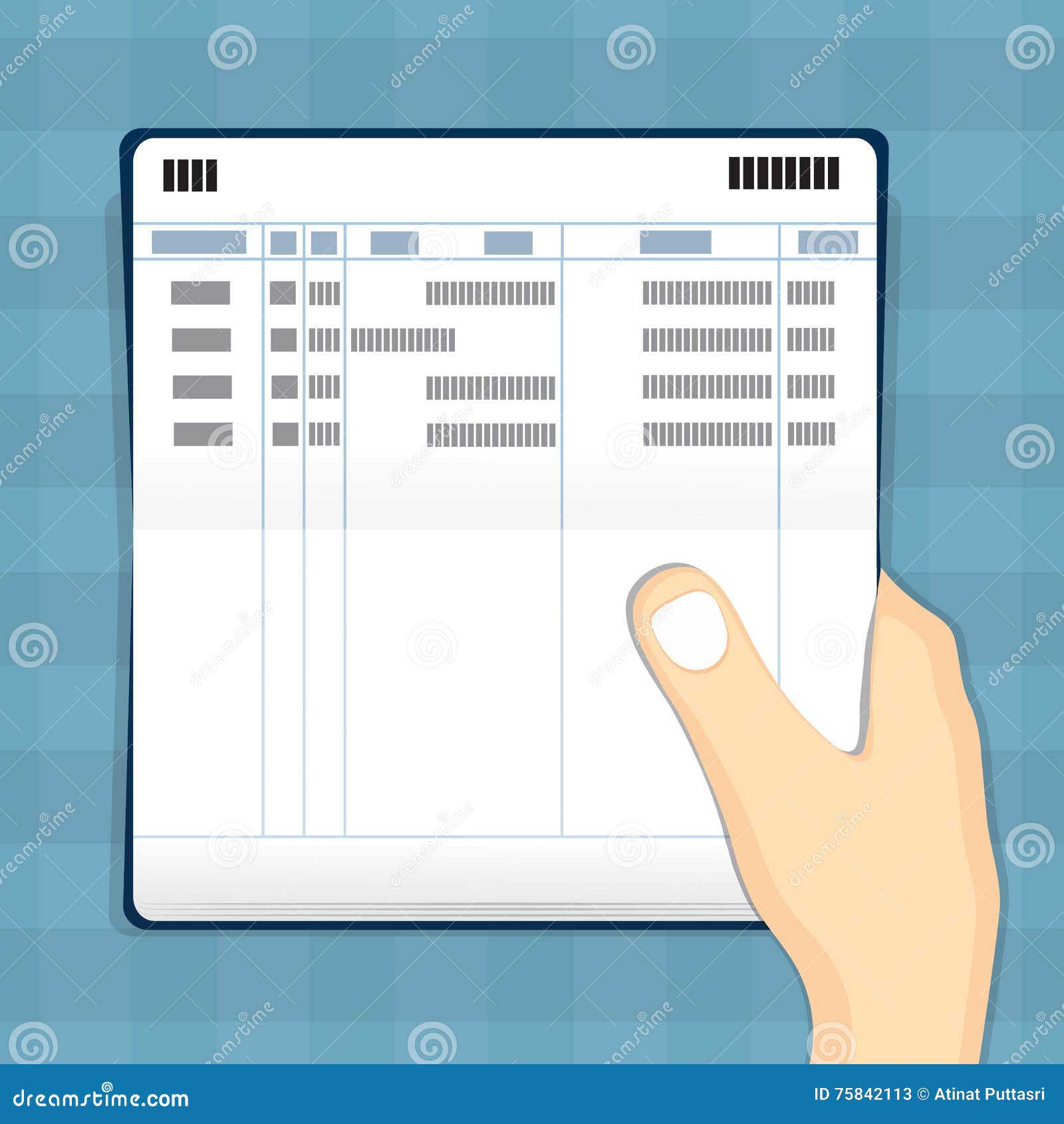Hand holding passbook . stock vector. Illustration of external - 75842113