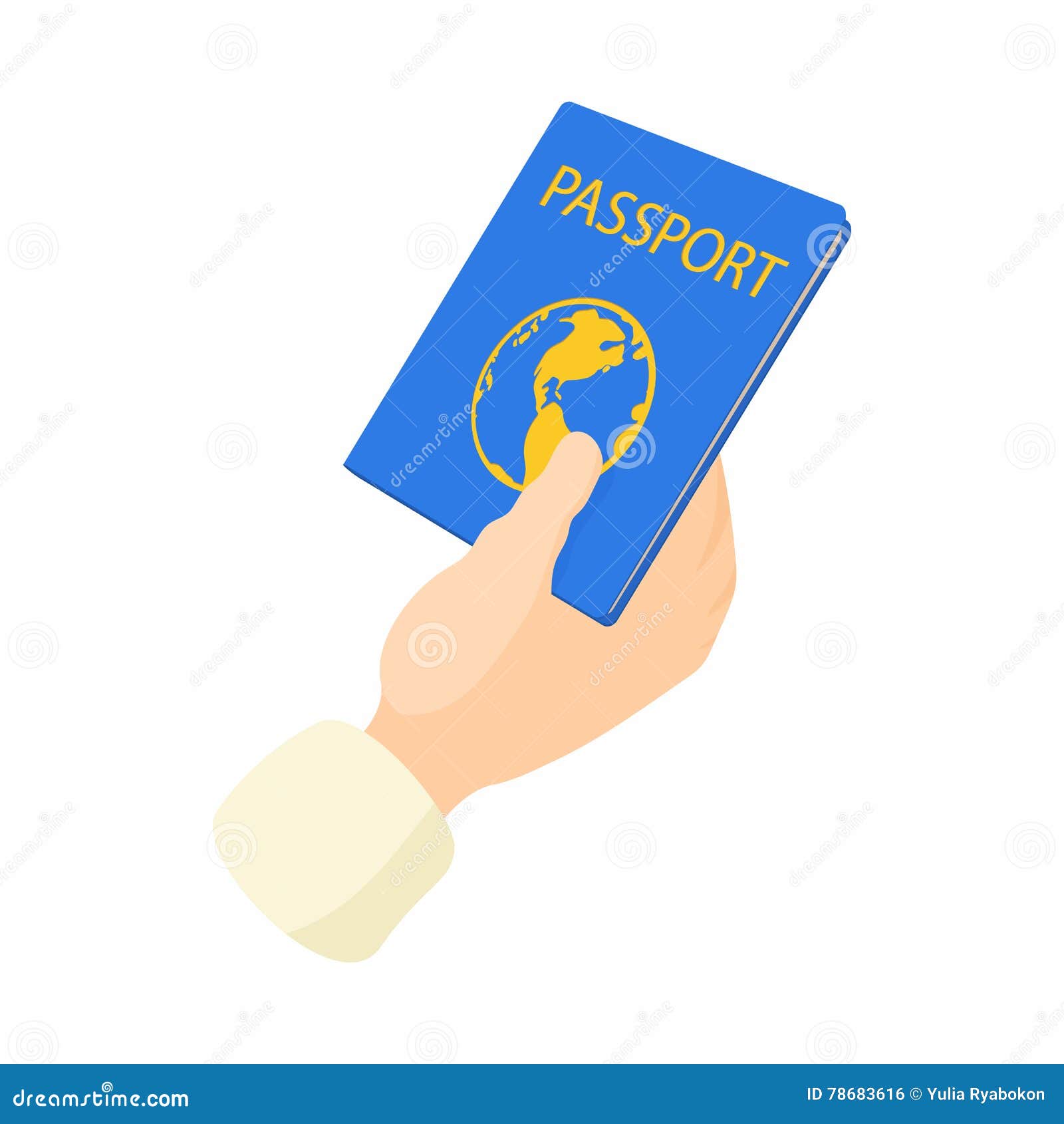 Hand Holding Passport Icon, Cartoon Style Stock Vector - Illustration ...