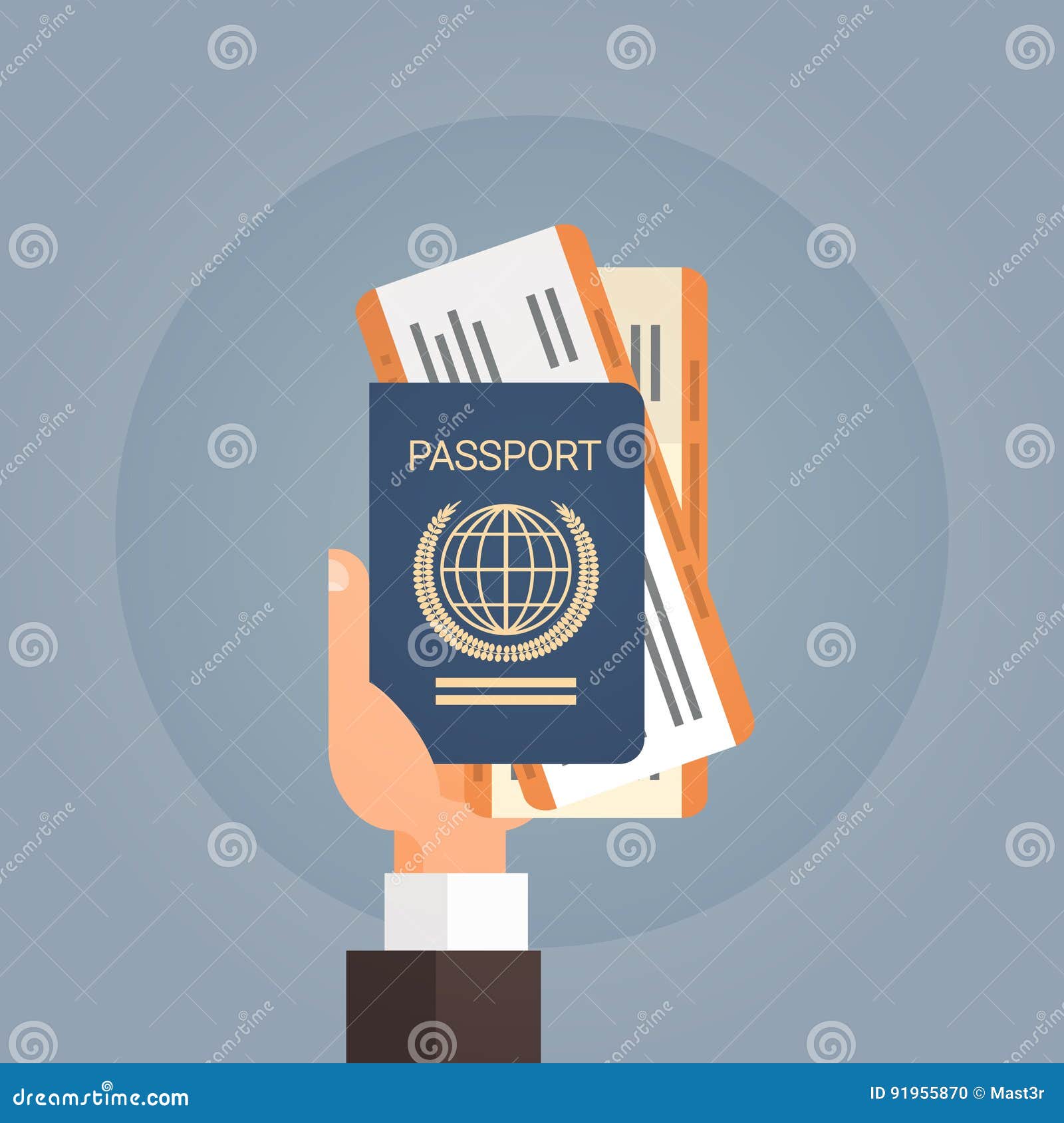 Hand Holding Passport Ticket Boarding Pass Travel Document Stock Vector ...