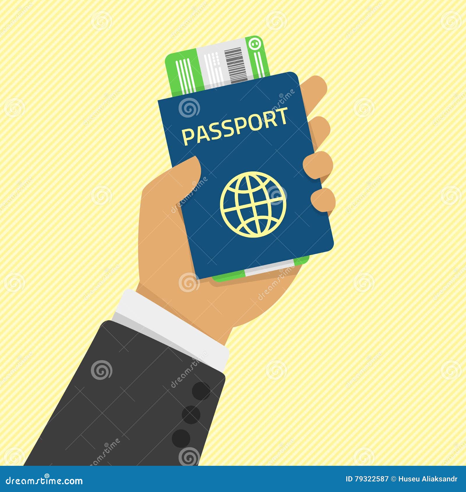 Hand Holding Passport With Tickets Stock Vector Illustration Of