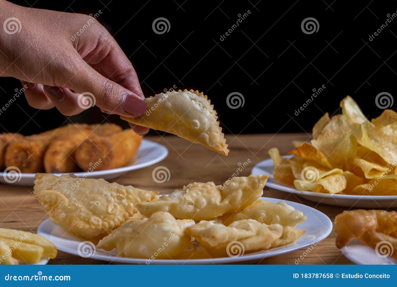 Hand Holding Pastel Brazilian Typical Snack Stock Photo - Image of ...