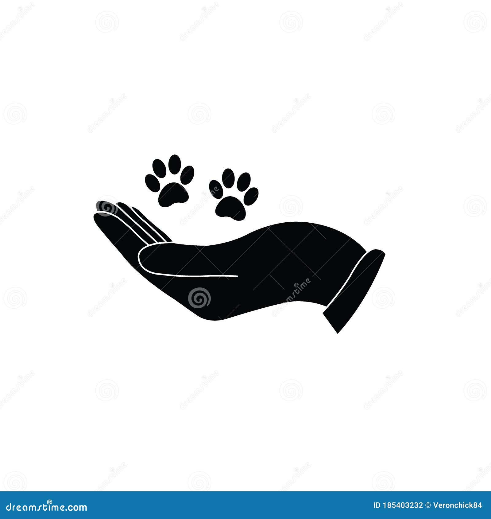 Hand Holding Paw Icon. Animal Care and Protect Stock Vector ...