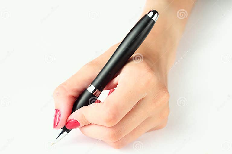 Hand holding a pen stock photo. Image of hand, hold, diary - 12297364