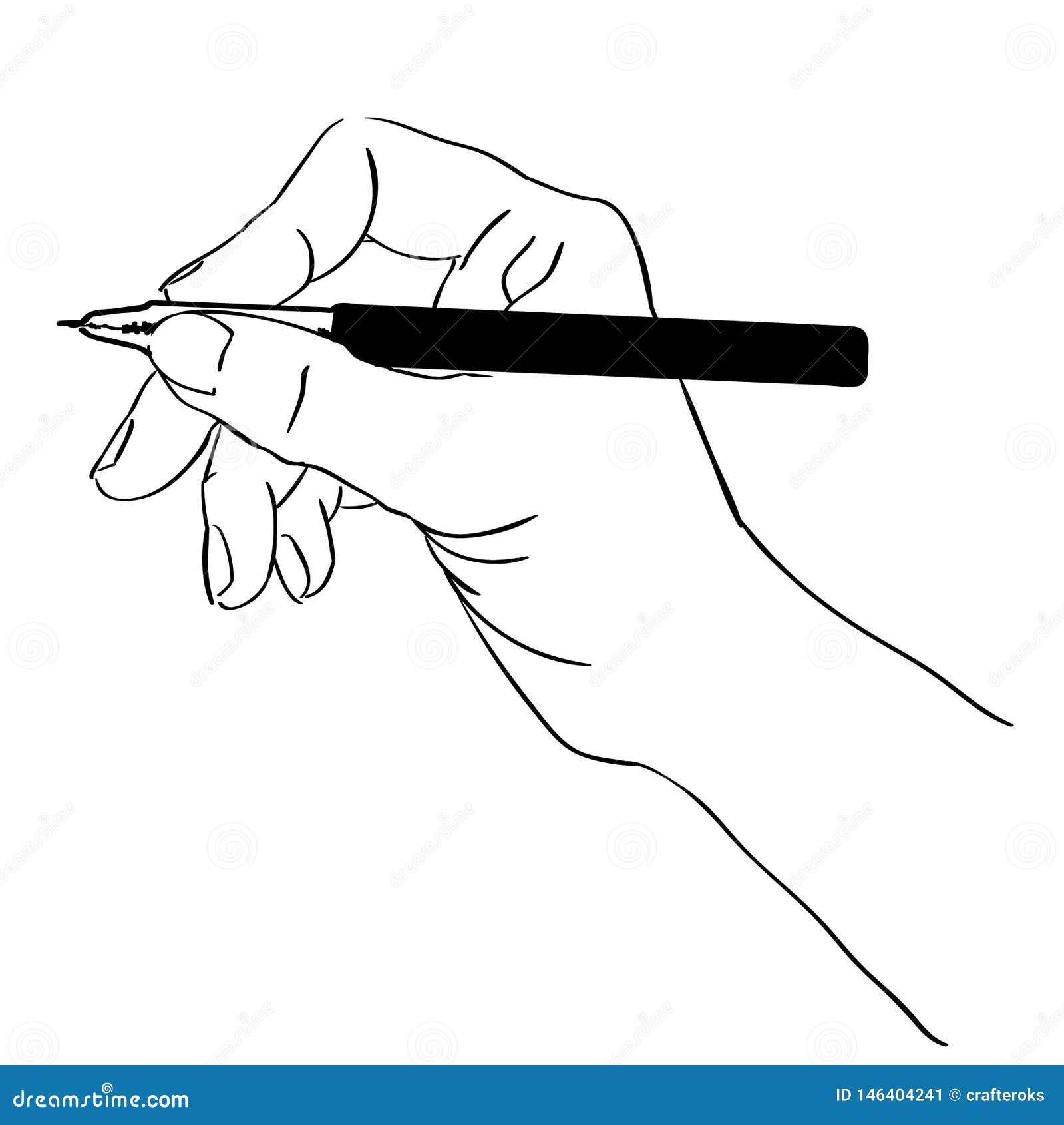 Hand Holding a Pen Illustration by Crafteroks Stock Vector ...