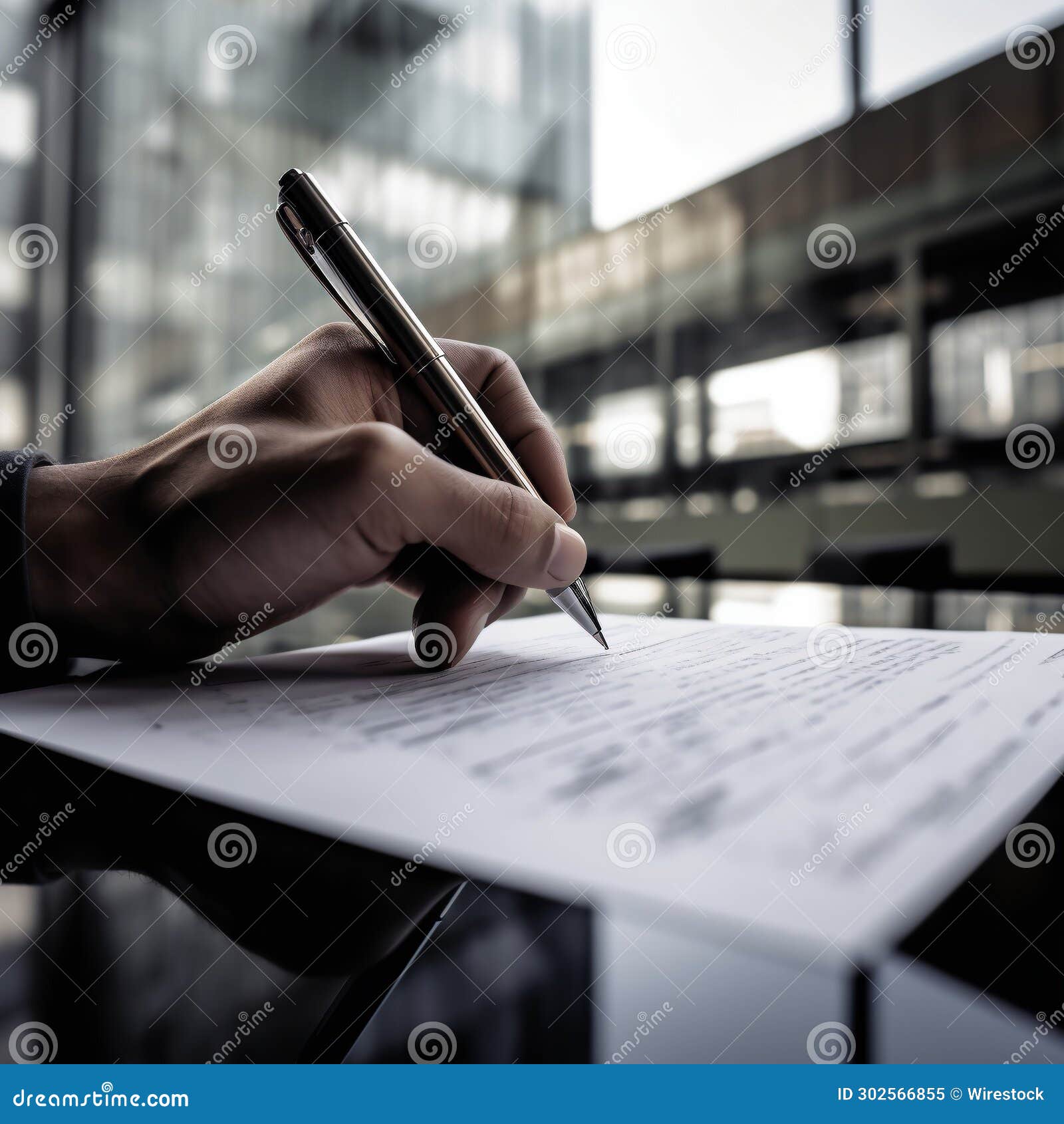 Hand Holding a Pen and Signing a Document. AI-generated Stock ...