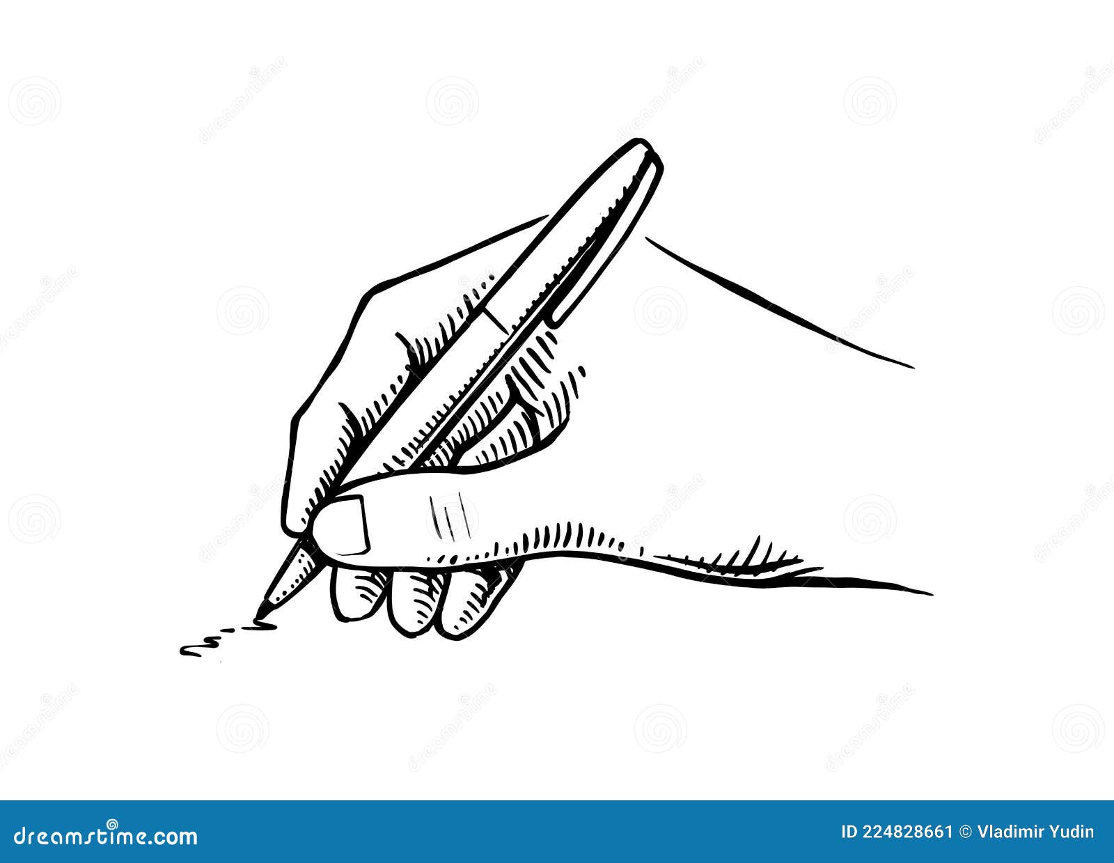 Hand Holding Pen Vector. Writing Stock Vector - Illustration of line ...