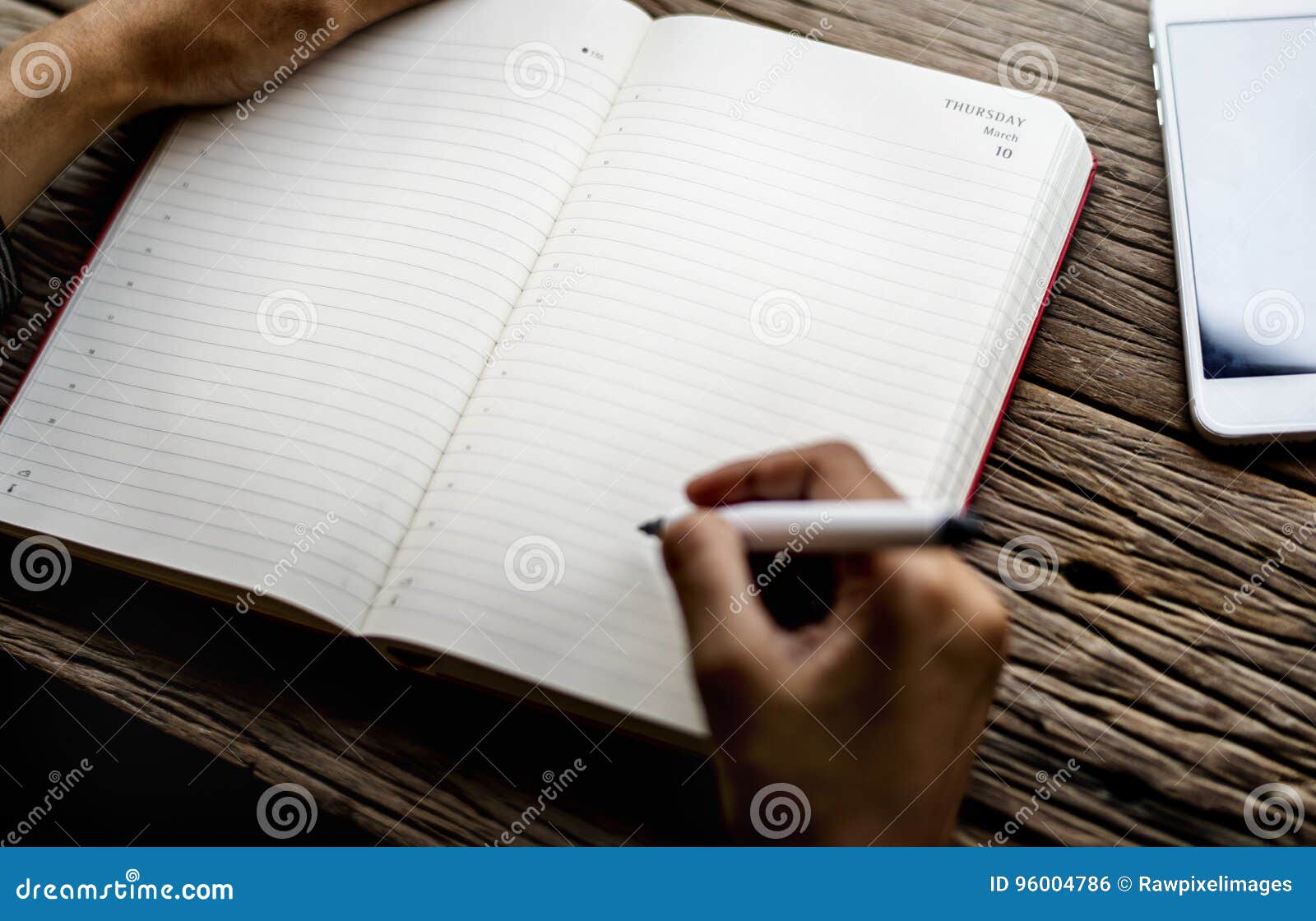 Hand Holding Pen Write Diary Notebook Stock Photo - Image of pencil ...