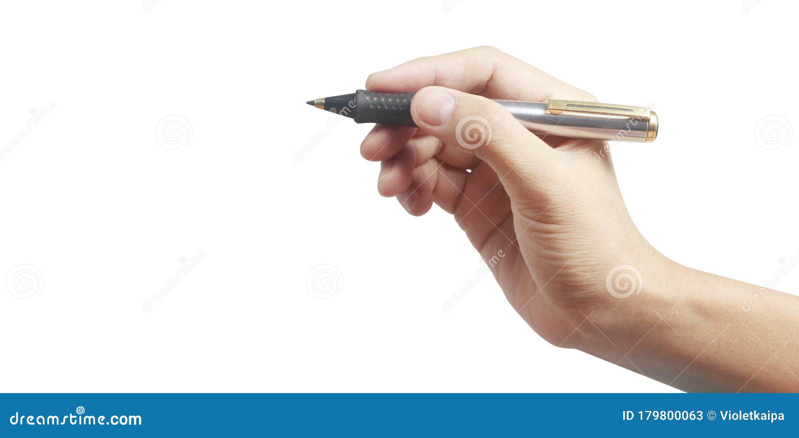 Hand Holding Pen Writing Something Text Isolated Stock Image - Image of ...
