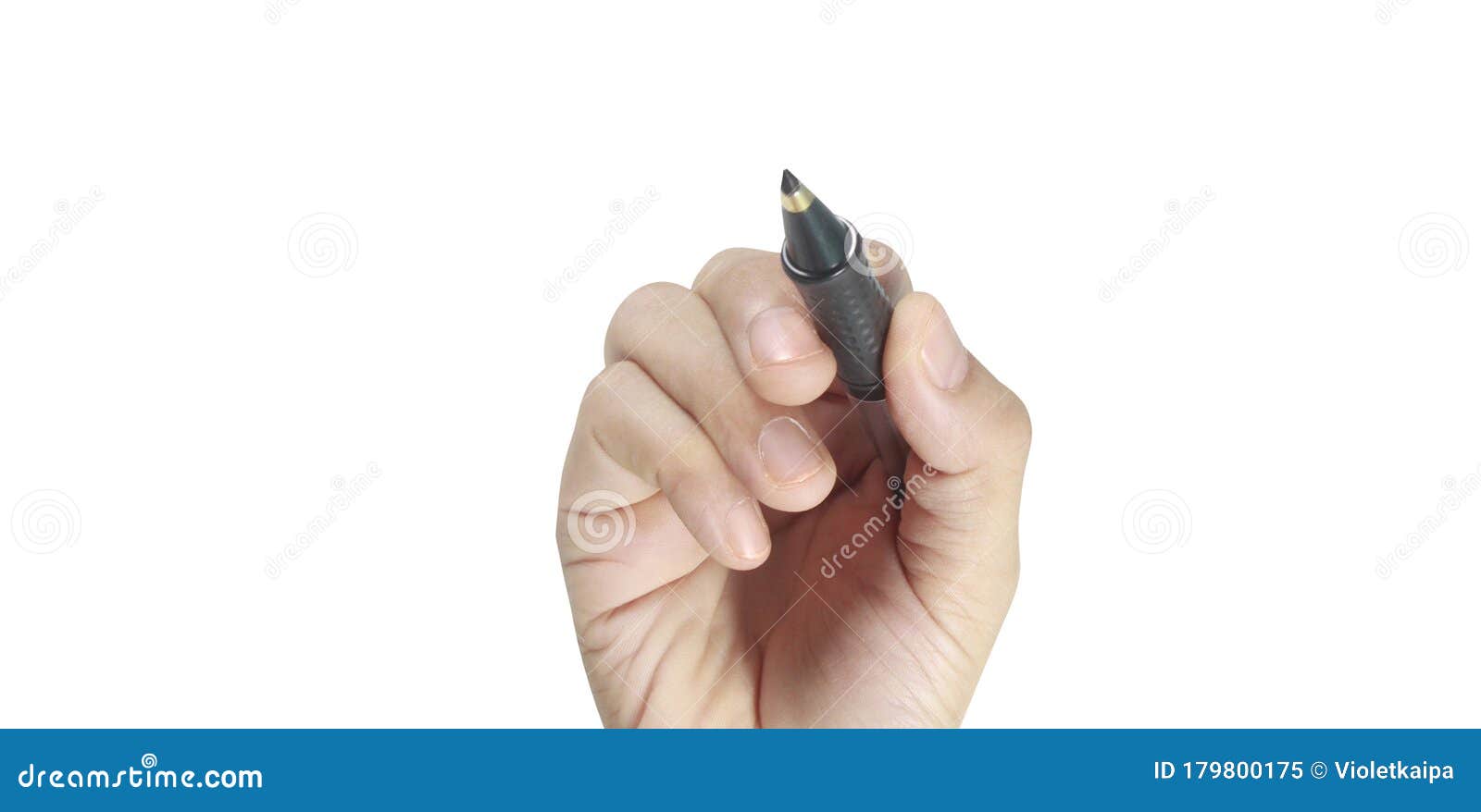 Hand Holding Pen Writing Something Text Isolated Stock Image - Image of ...