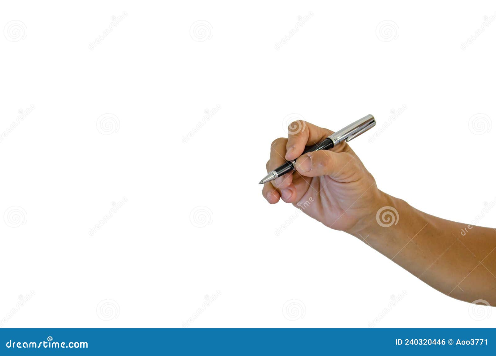Hand Holding a Pen Writing on a White Background Stock Photo - Image of ...