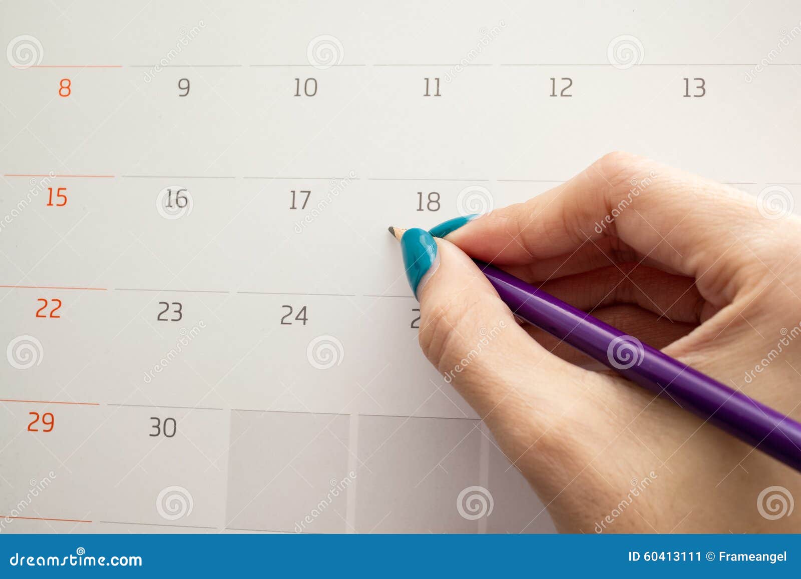 Hand Holding Pencil on Calendar for Making Appointment Importa Stock ...