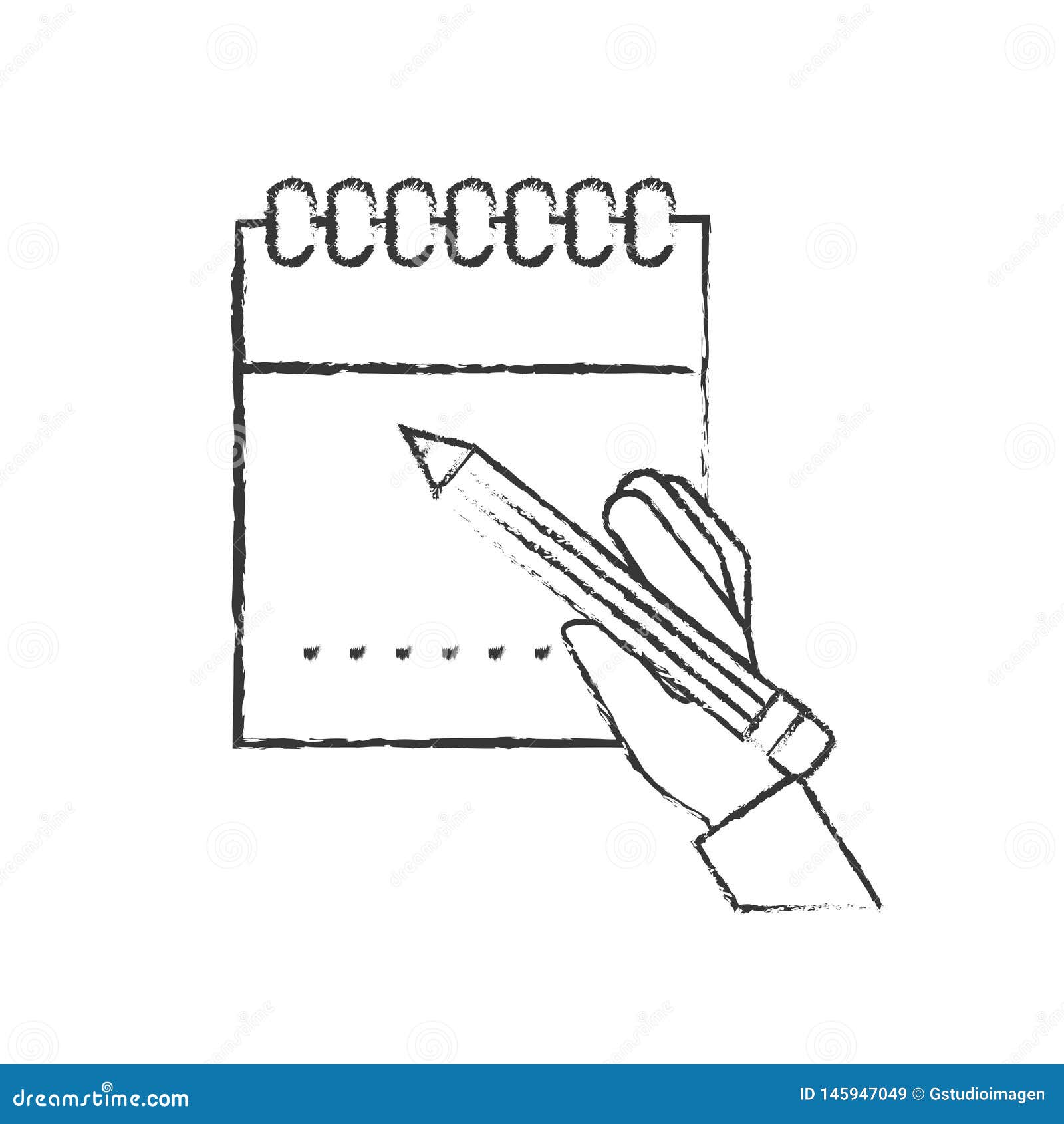 Hand Holding Pencil Writing on Notepad Stock Illustration ...