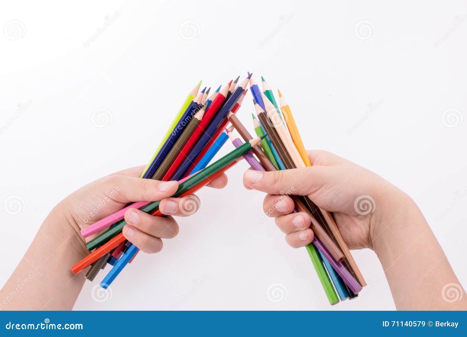 Hand holding Pencils stock image. Image of color, rainbow - 71140579