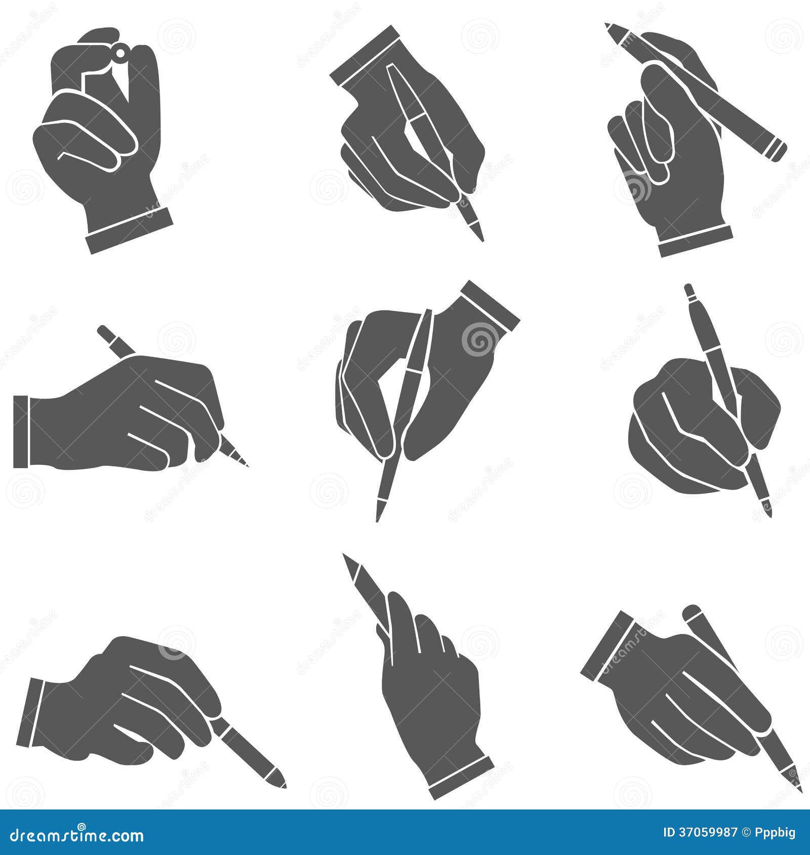 Hand holding pens, writing stock illustration. Illustration of black ...