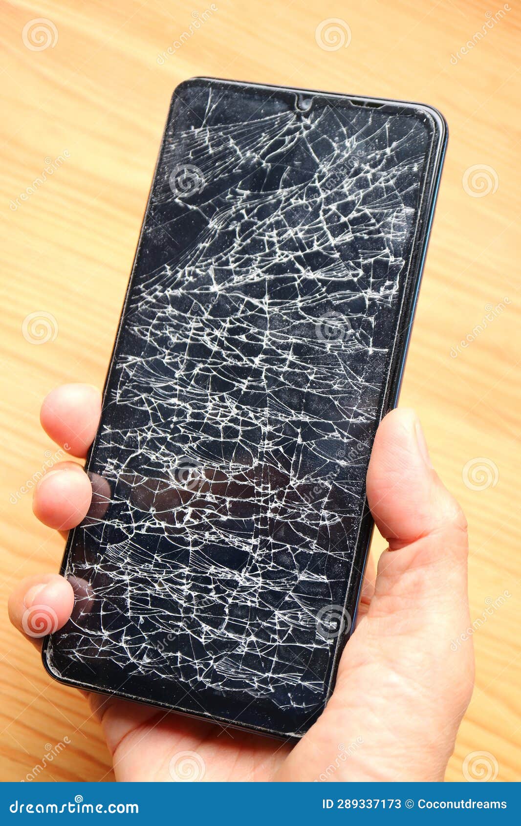 Hand Holding a Phone with Broken Screen Stock Image - Image of accident ...