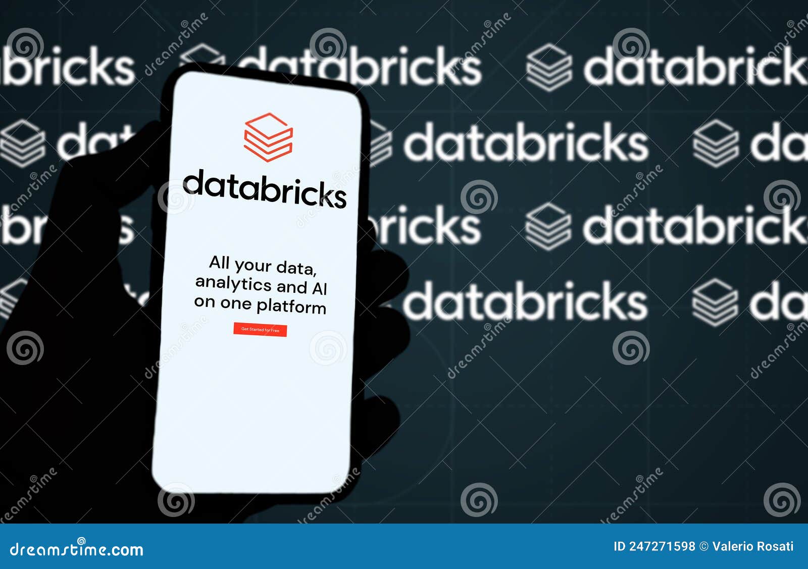 Hand Holding a Phone with Databricks Company Web Page on Screen ...