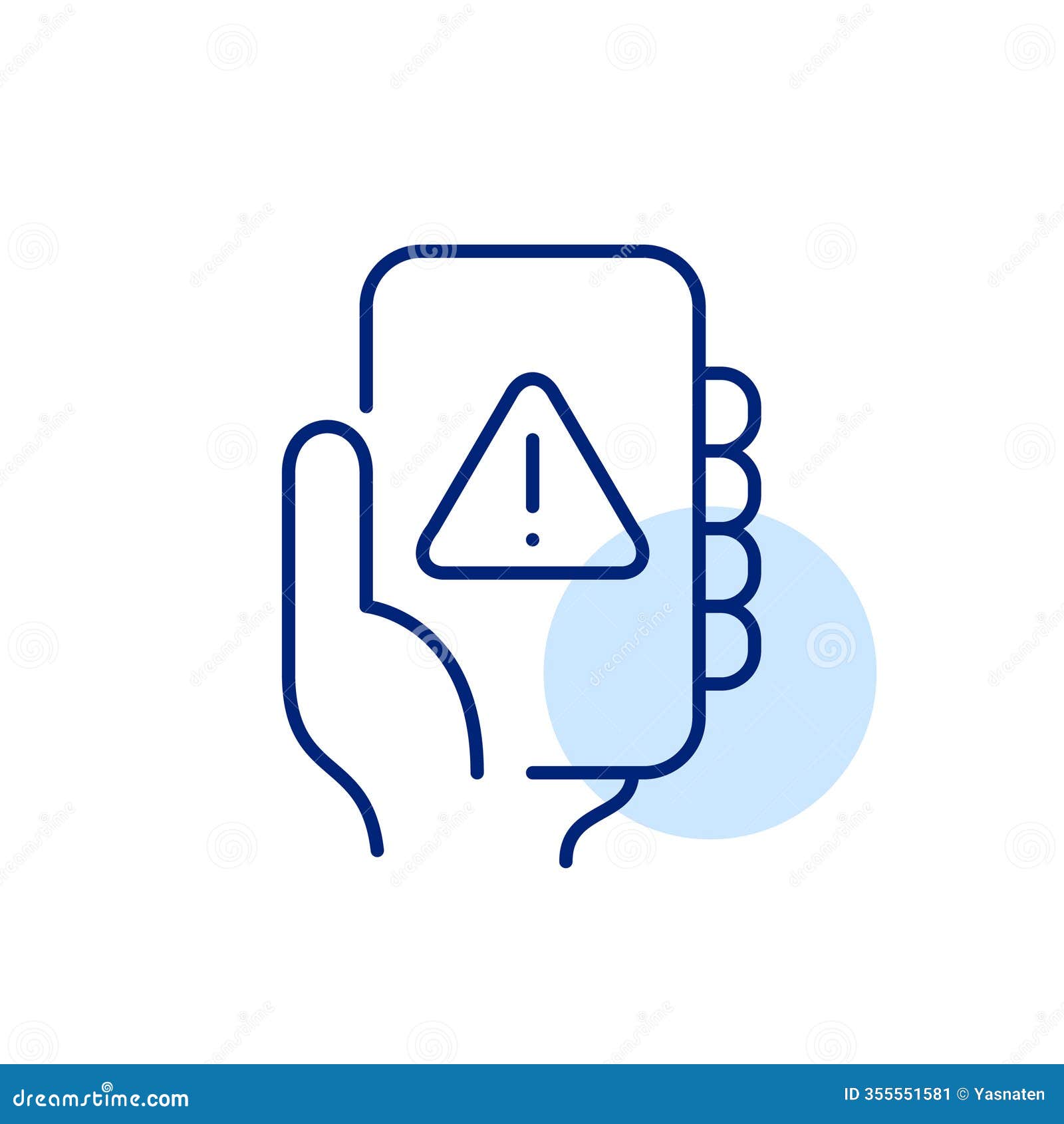 Hand Holding Phone with Exclamation Mark in Triangle. Error Message ...