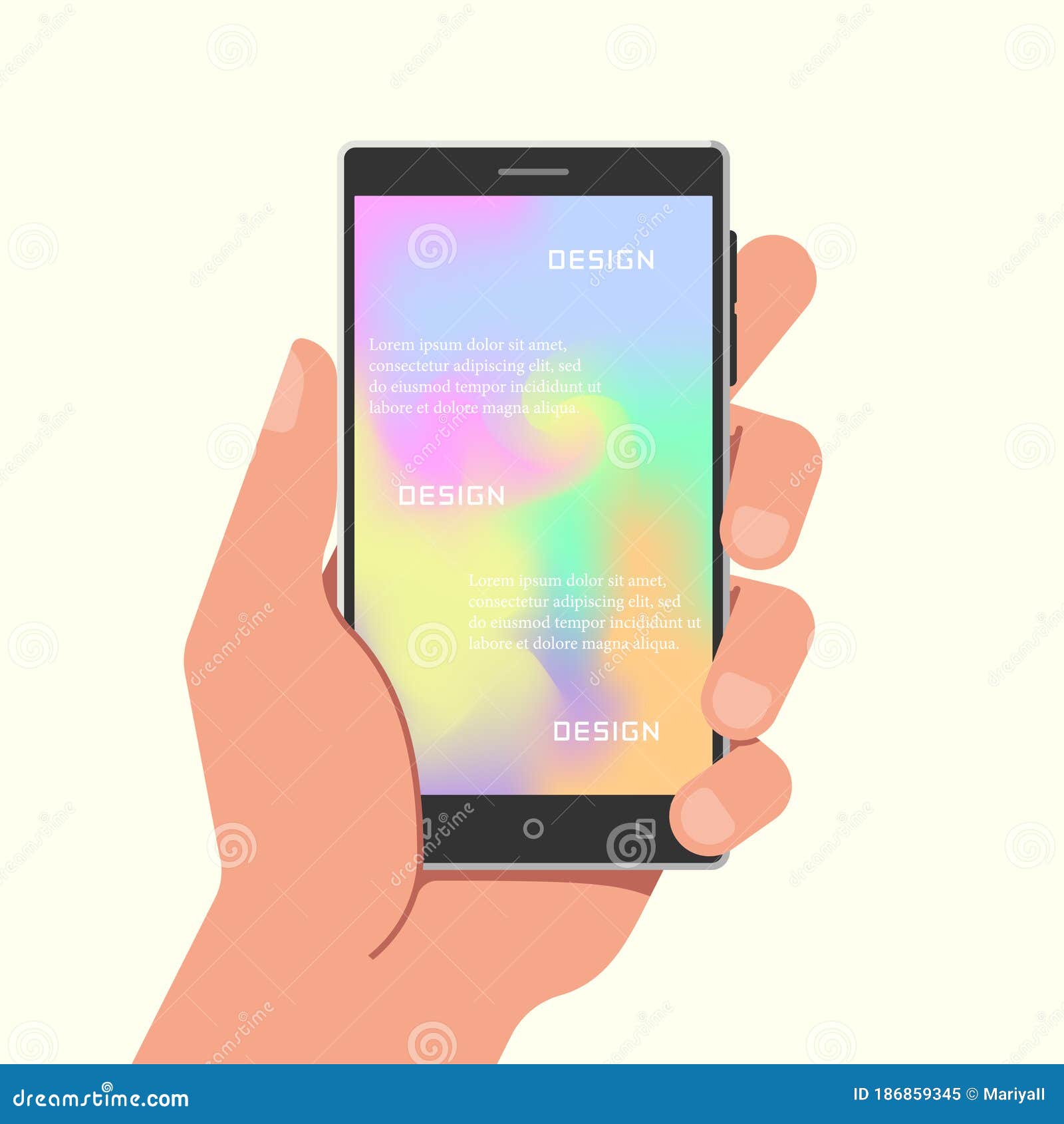 Hand Holding Phone with Gradient Mesh Wallpapers. Vector Illustration ...