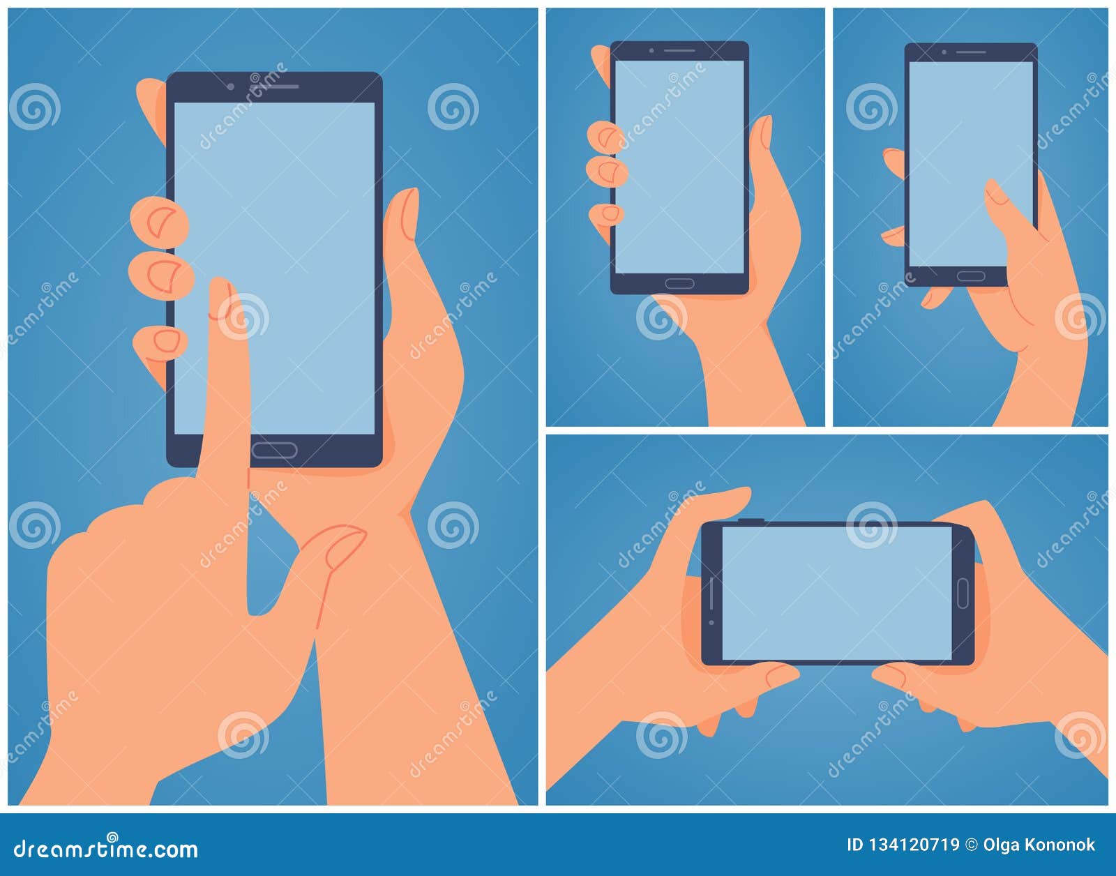 Hand holding phone stock vector. Illustration of digital - 134120719