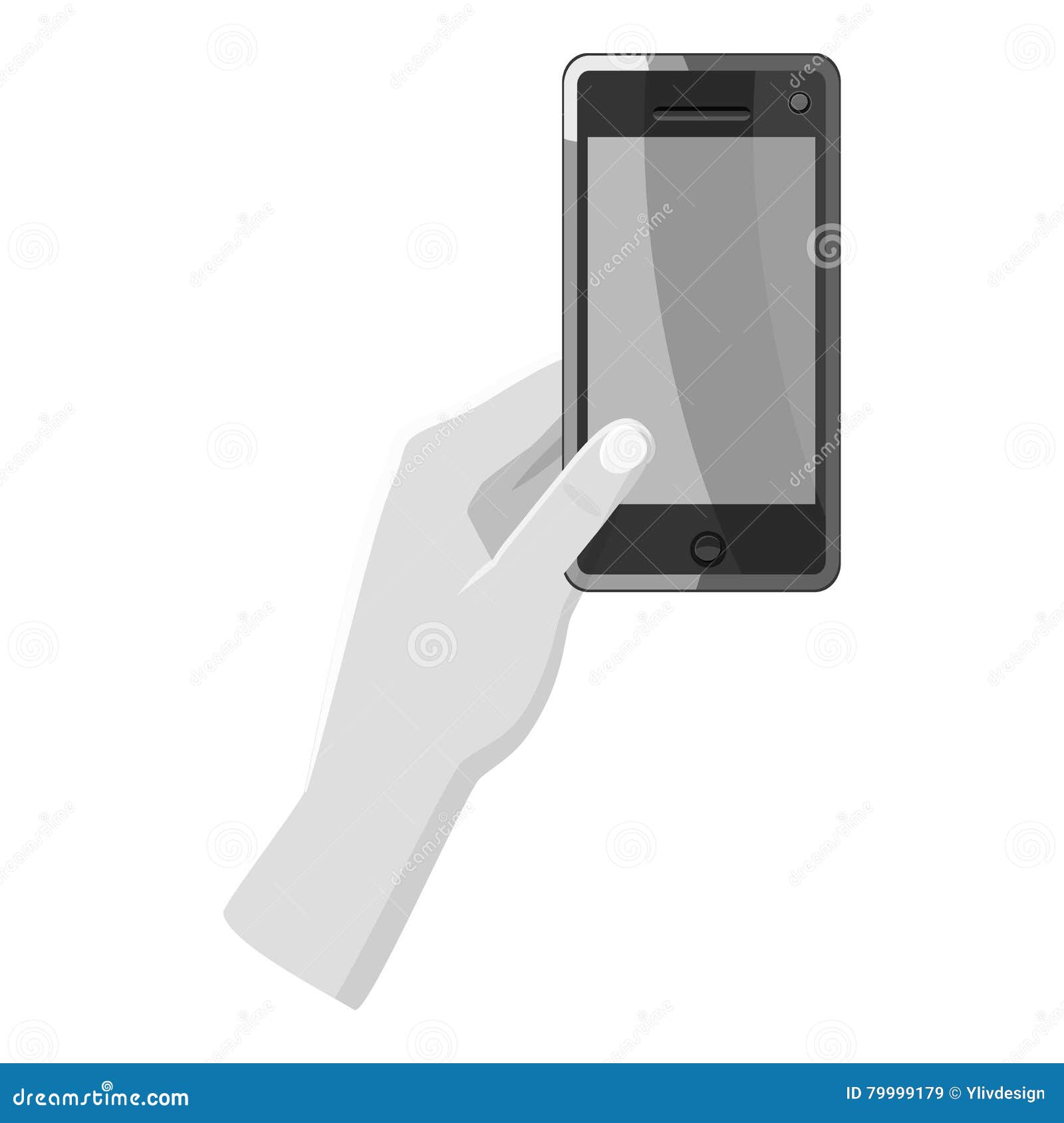 Hand Holding Phone Icon, Gray Monochrome Style Stock Vector ...