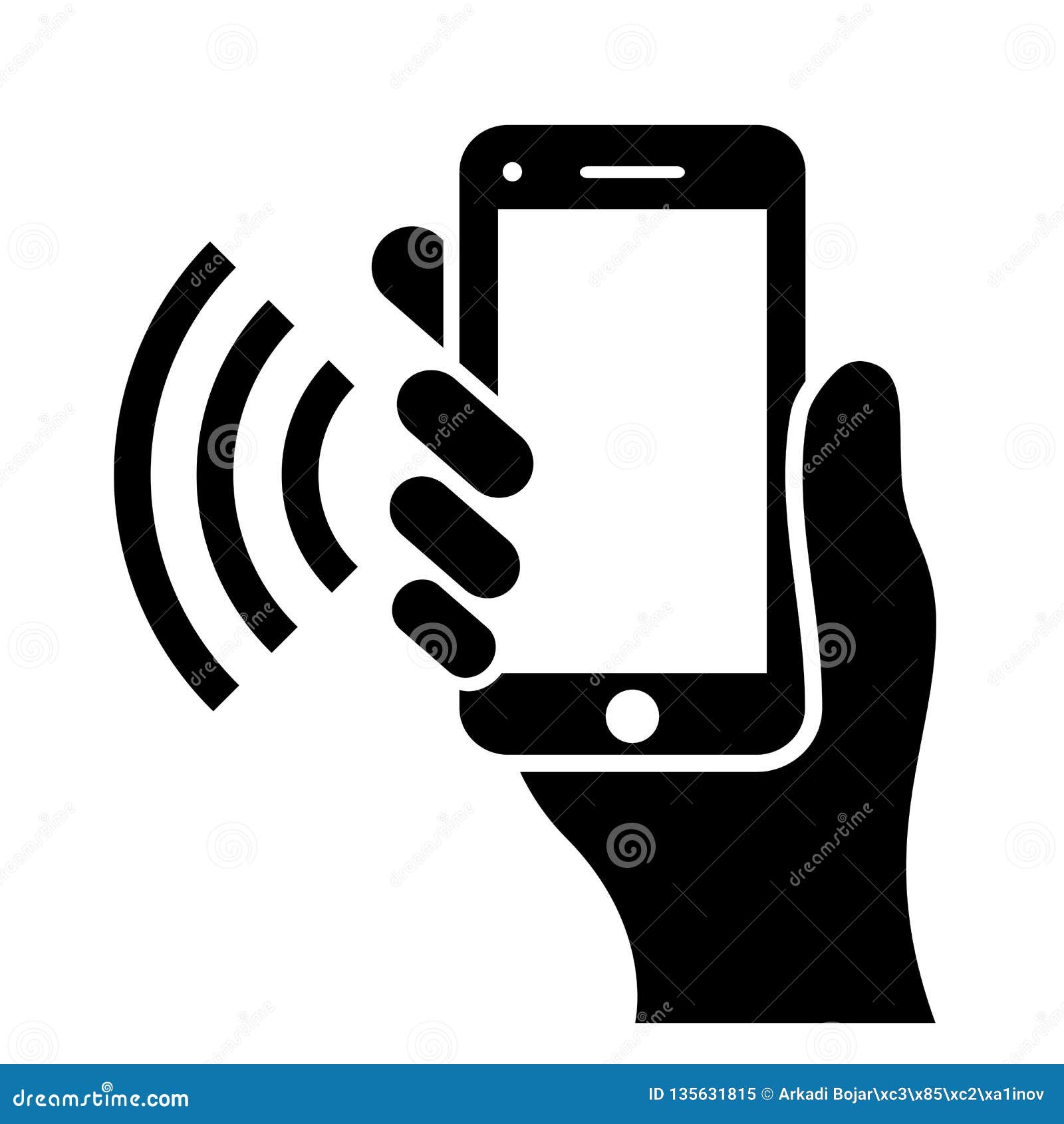 Hand holding phone icon stock vector. Illustration of human - 135631815