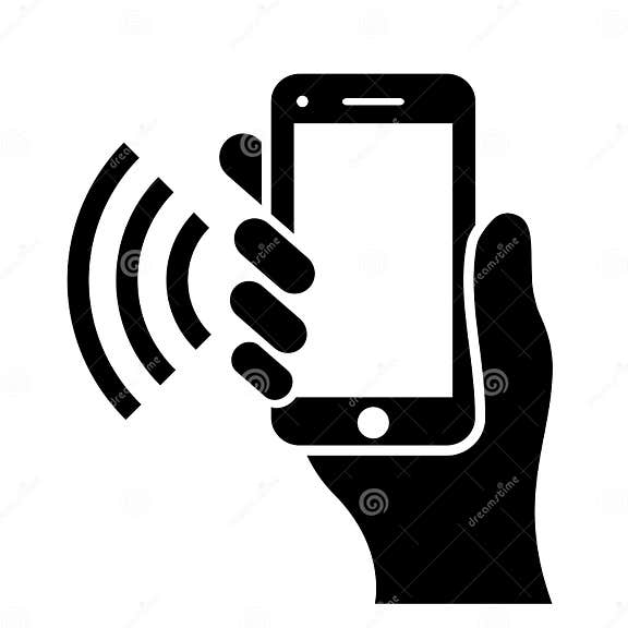 Hand holding phone icon stock vector. Illustration of human - 135631815