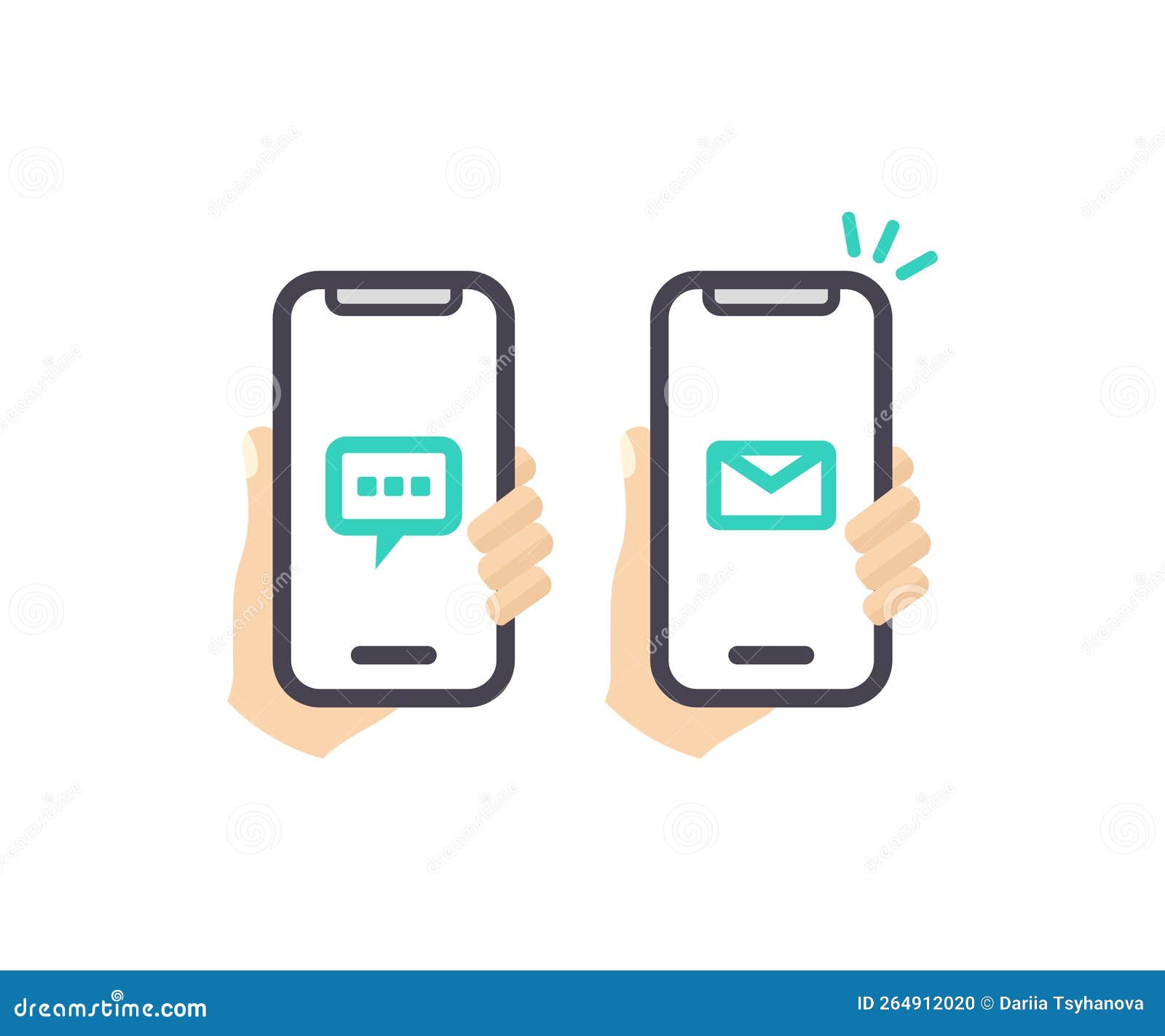 Hand Holding Phone with Online Messages Logo Design. Phone Online ...