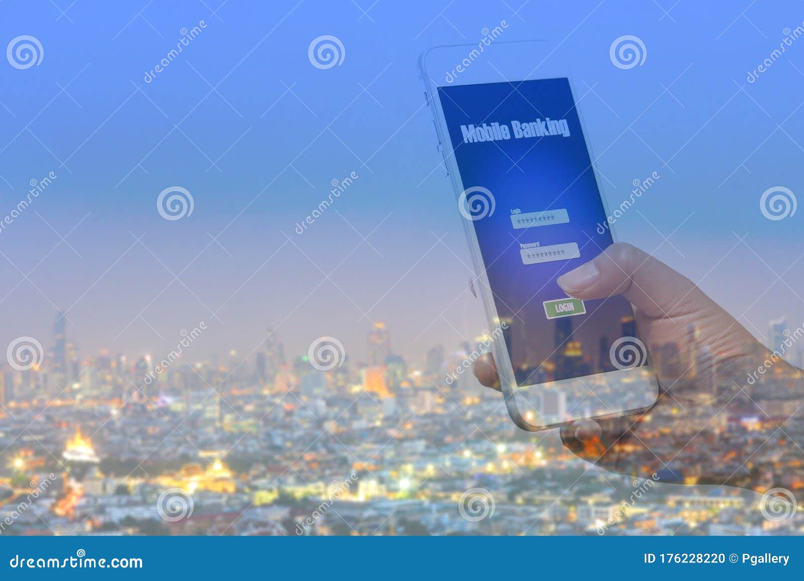 The Hand is Holding the Phone that Opens the Mobile Banking Application ...