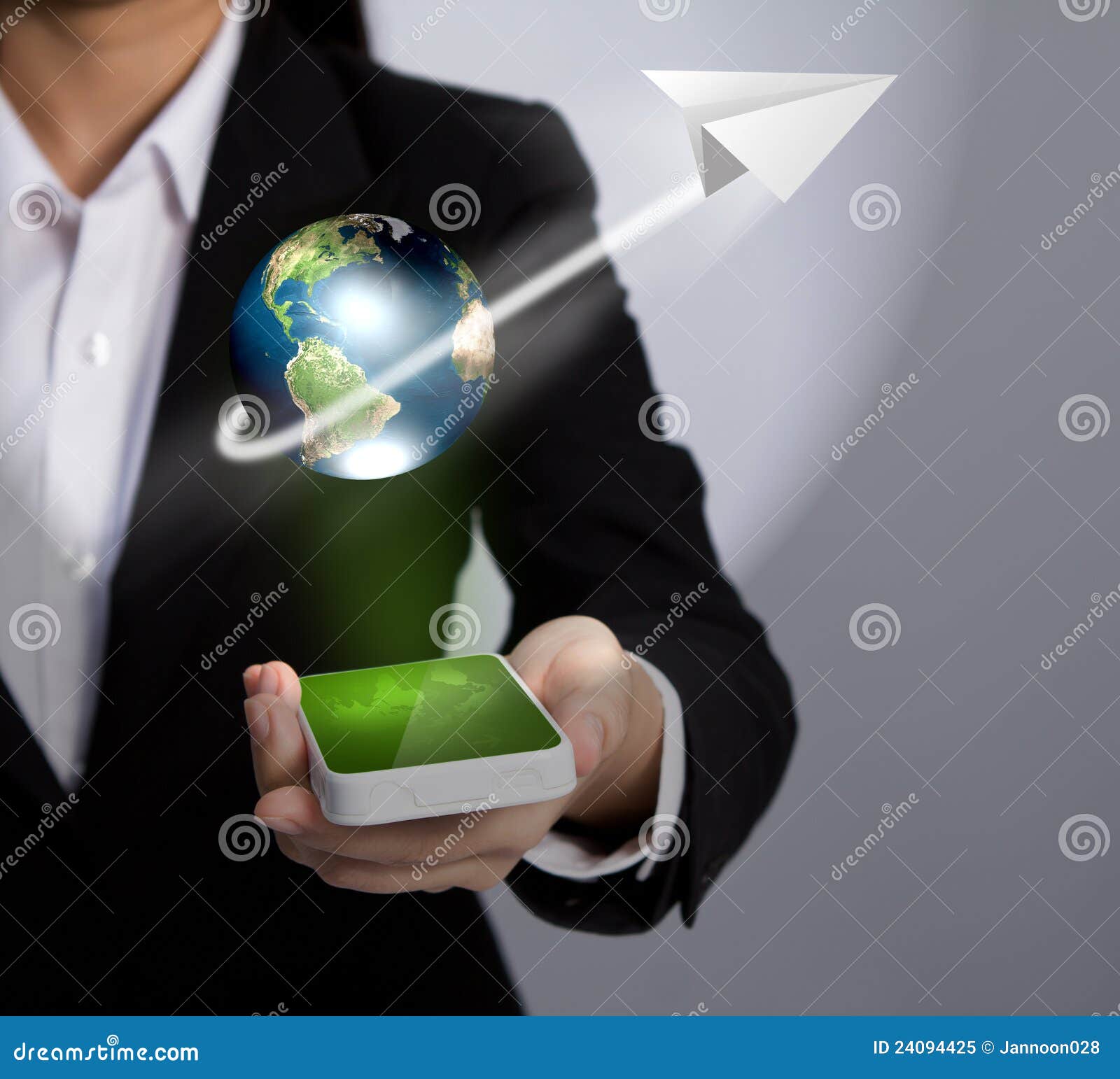 Hand Holding a Phone Show Earth. Stock Image - Image of design ...