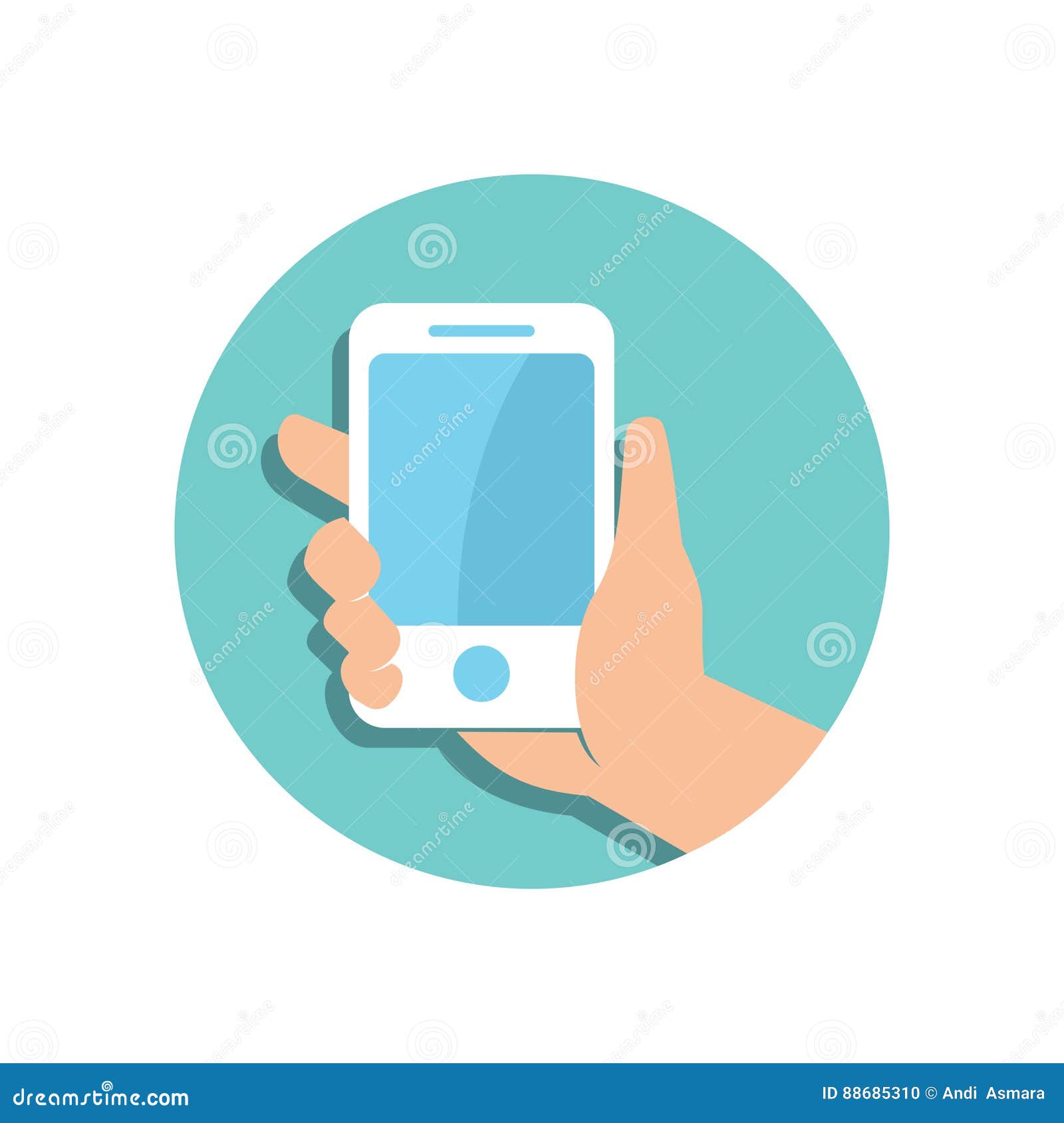 Hand Holding Phone stock vector. Illustration of represent - 88685310