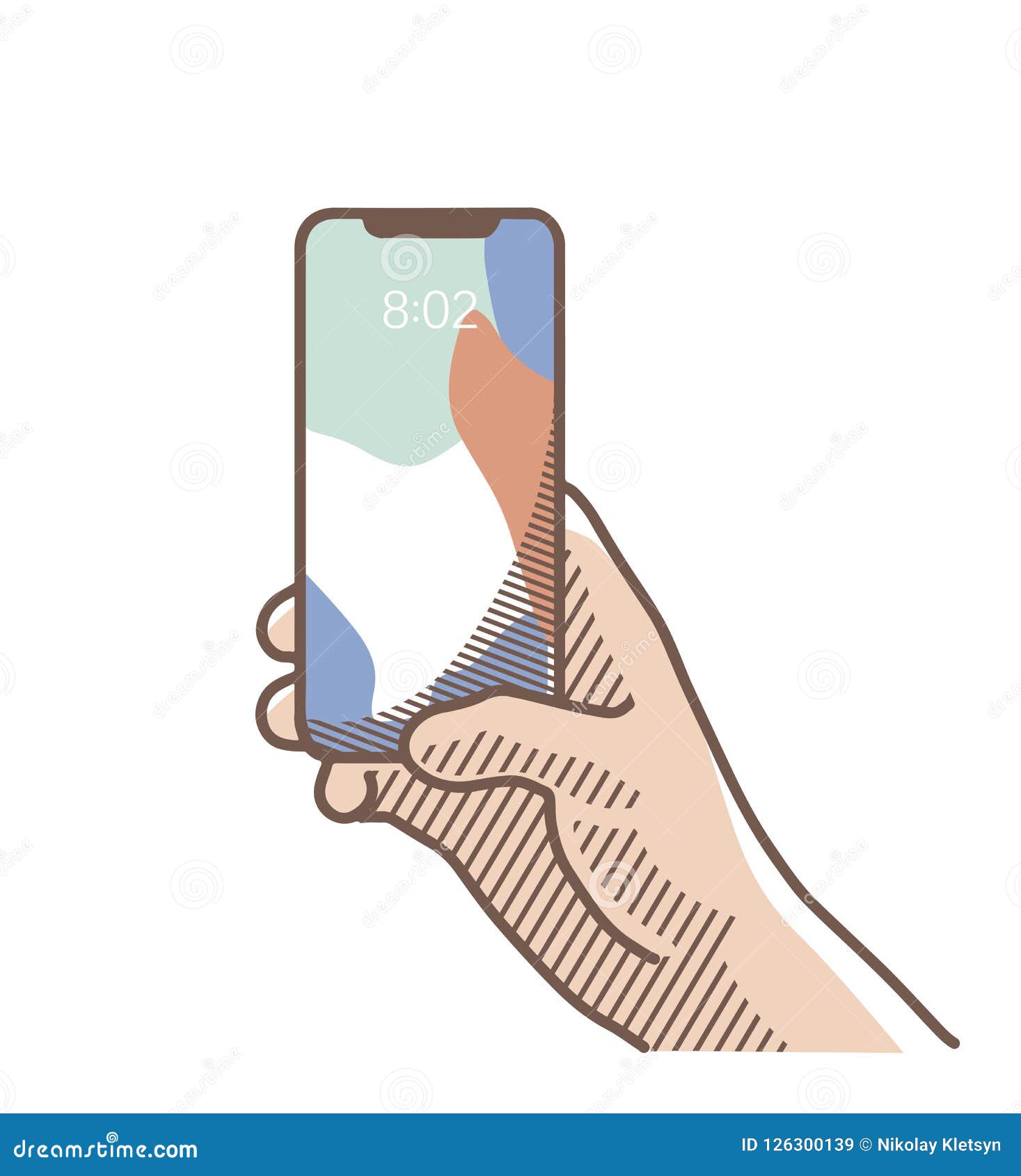 Draw phone hand stock vector. Illustration of communication - 126300139