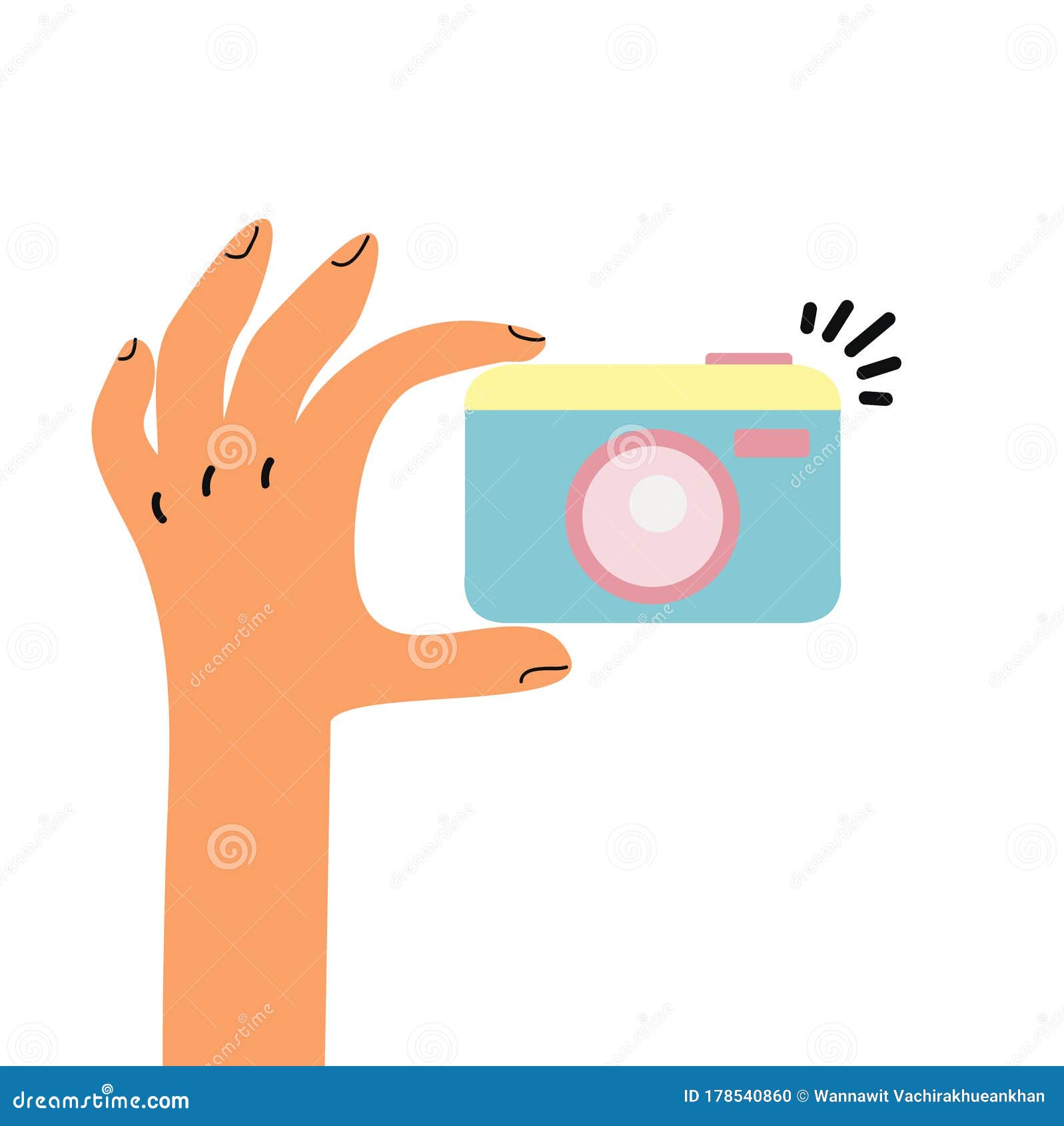 Hand Holding a Photo Camera Vector Stock Vector - Illustration of ...