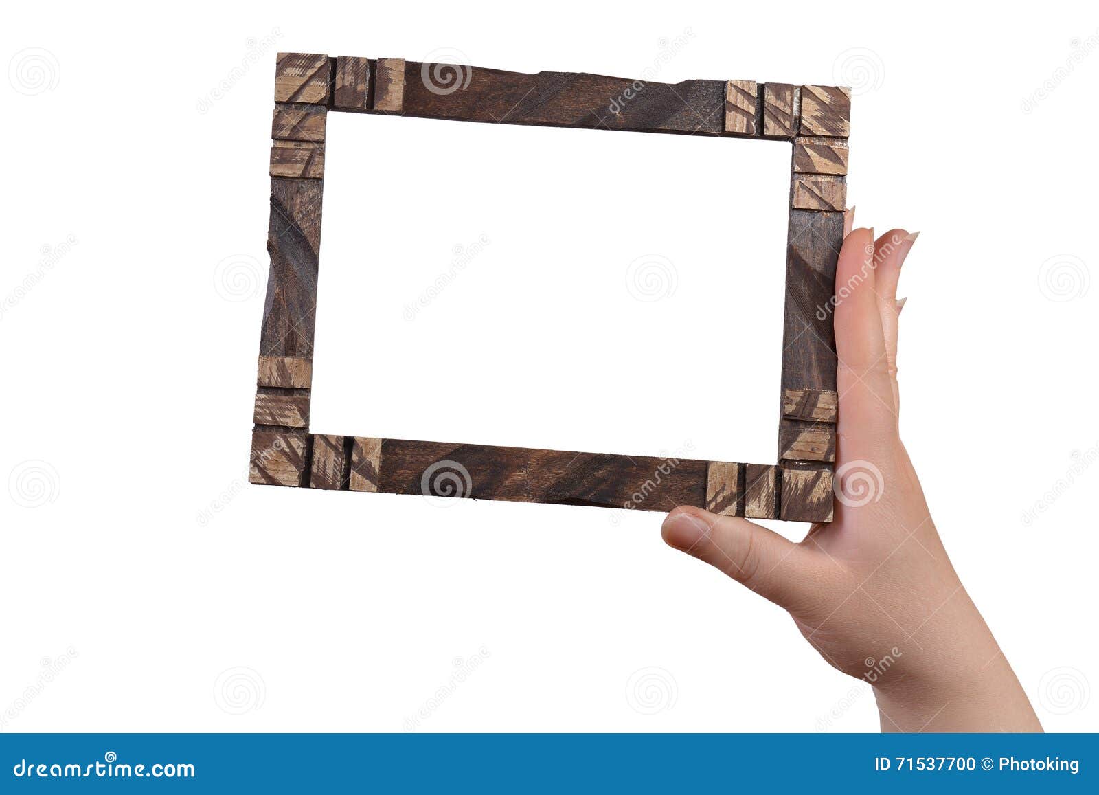 Hand holding photo frame stock photo. Image of handmade - 71537700