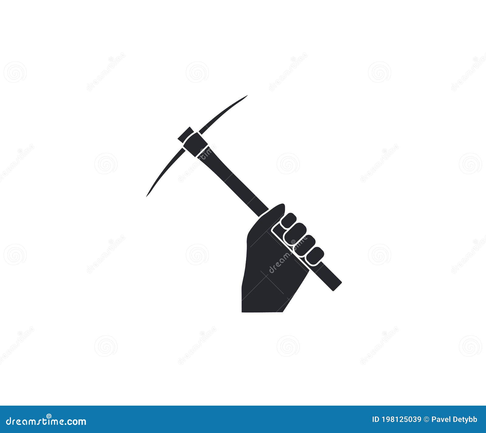 Hand Holding Pickaxe Icon. Vector Illustration, Flat Design. Stock ...