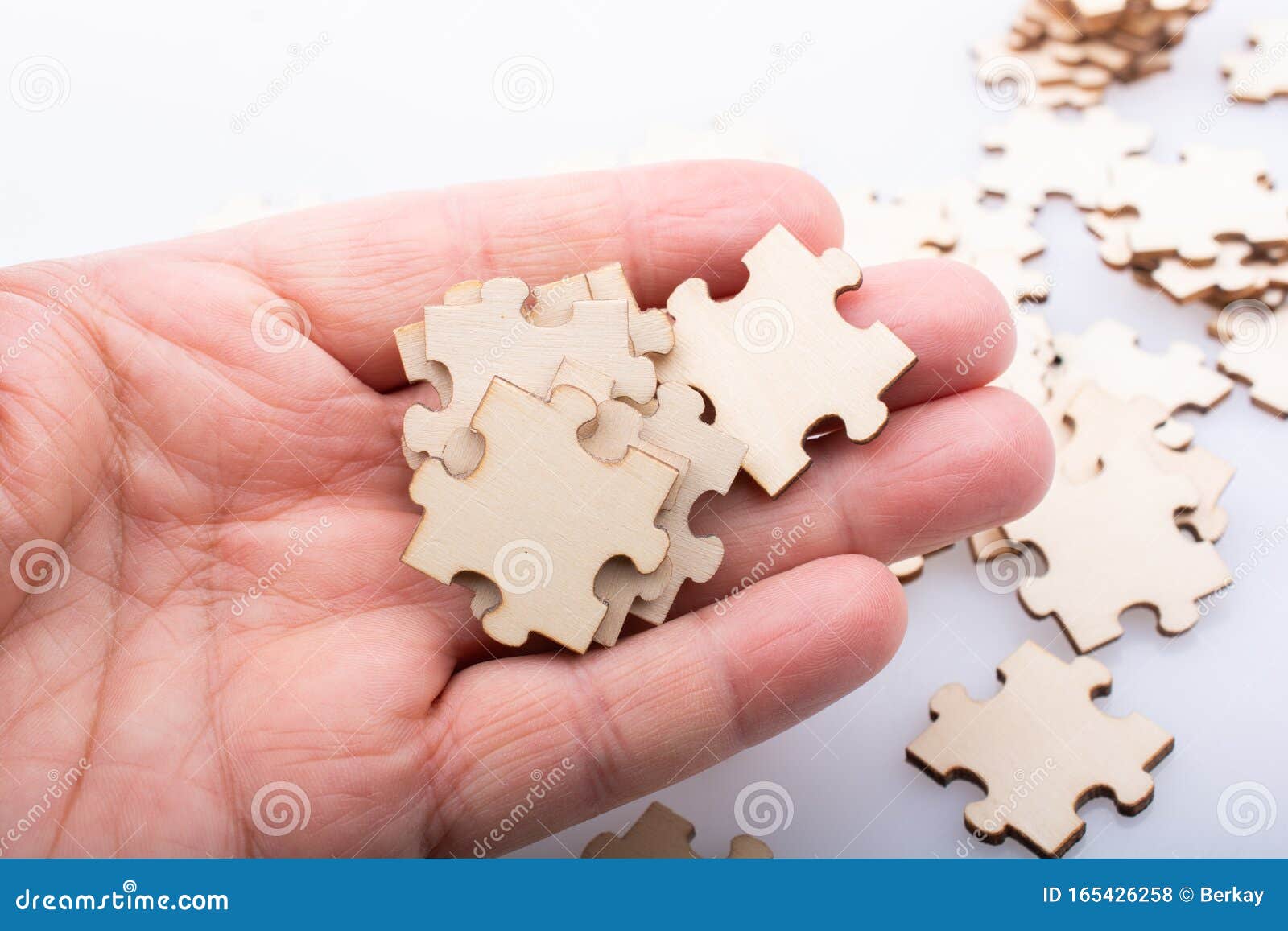 Hand Holding Piece of Jigsaw Puzzle As Problem Solution Stock Photo ...