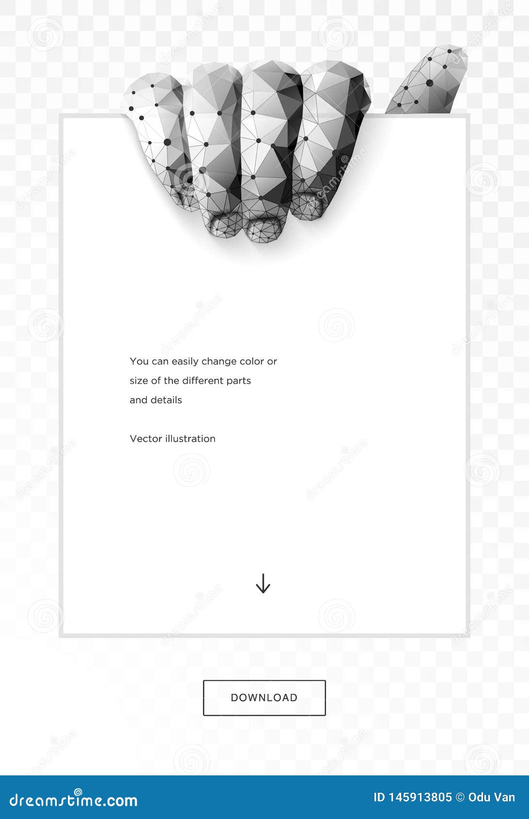 Hand Holding a Piece of Paper. Low Poly Wireframe Art on Dark ...