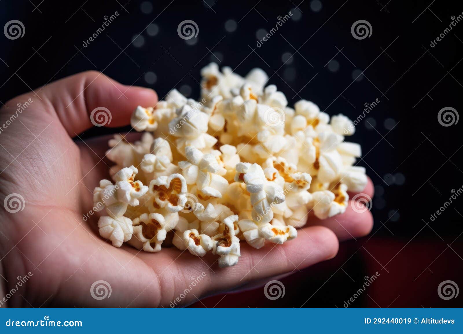 Hand Holding a Piece of Popcorn Up Close Stock Illustration ...