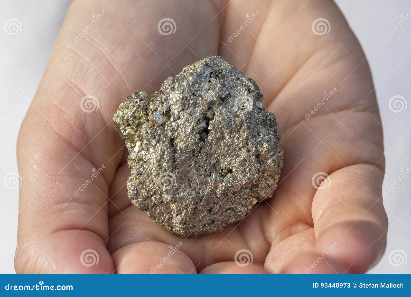 A Hand Holding a Piece of Pyrite Stock Image - Image of geode, crystal ...