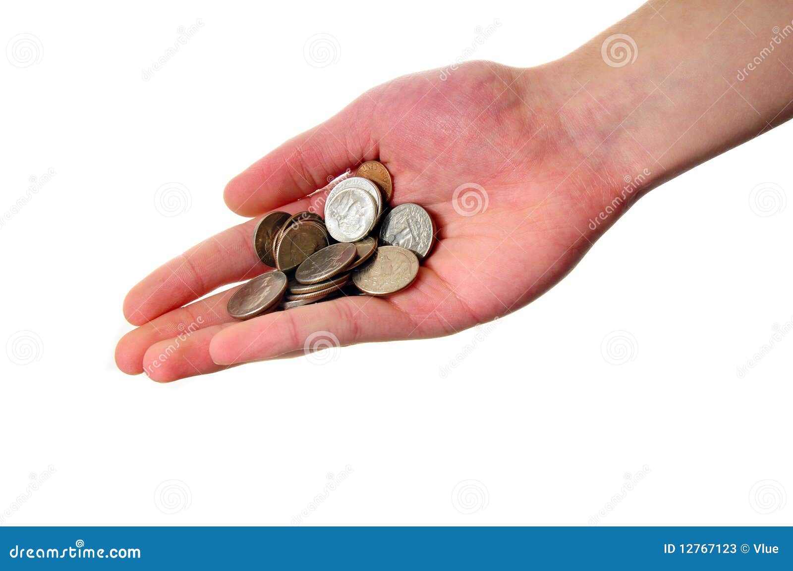 Hand holding pile of coins stock image. Image of fund - 12767123
