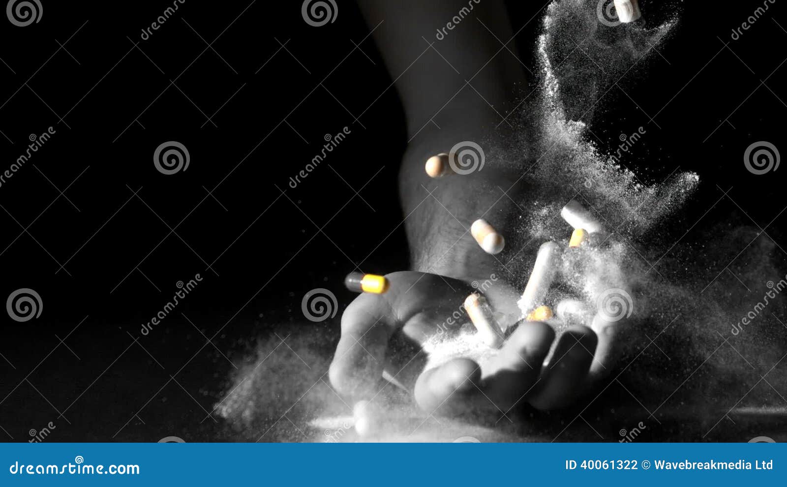 Hand Holding Pills and White Powder Dropping Dead Stock Footage - Video ...