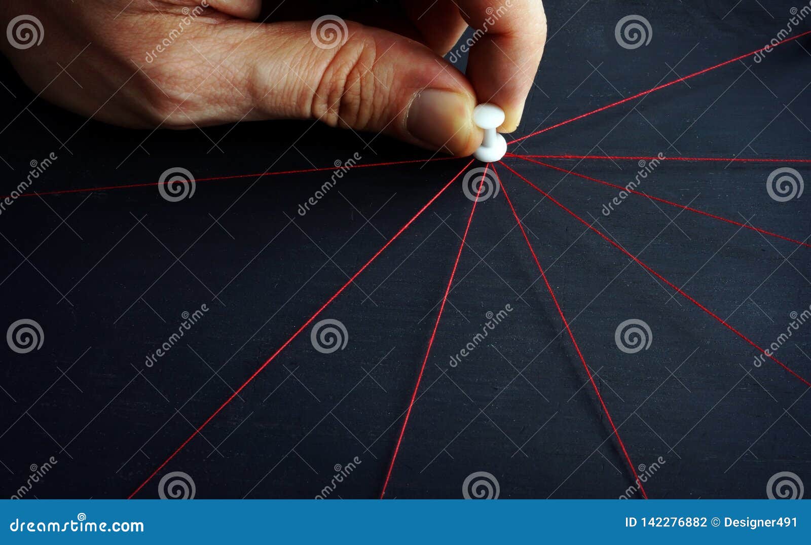 Hand Holding Pin with Red Thread. Internal Communications and ...