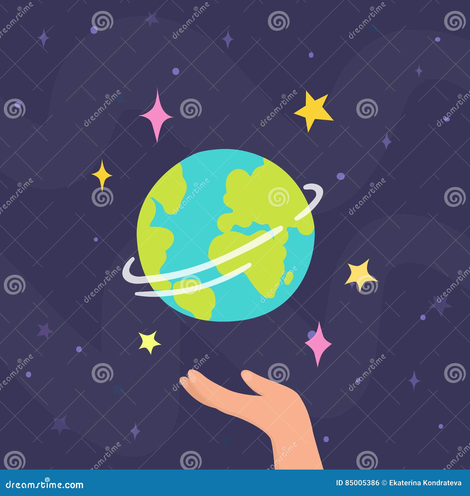 Hand holding planet Earth. stock vector. Illustration of earth - 85005386