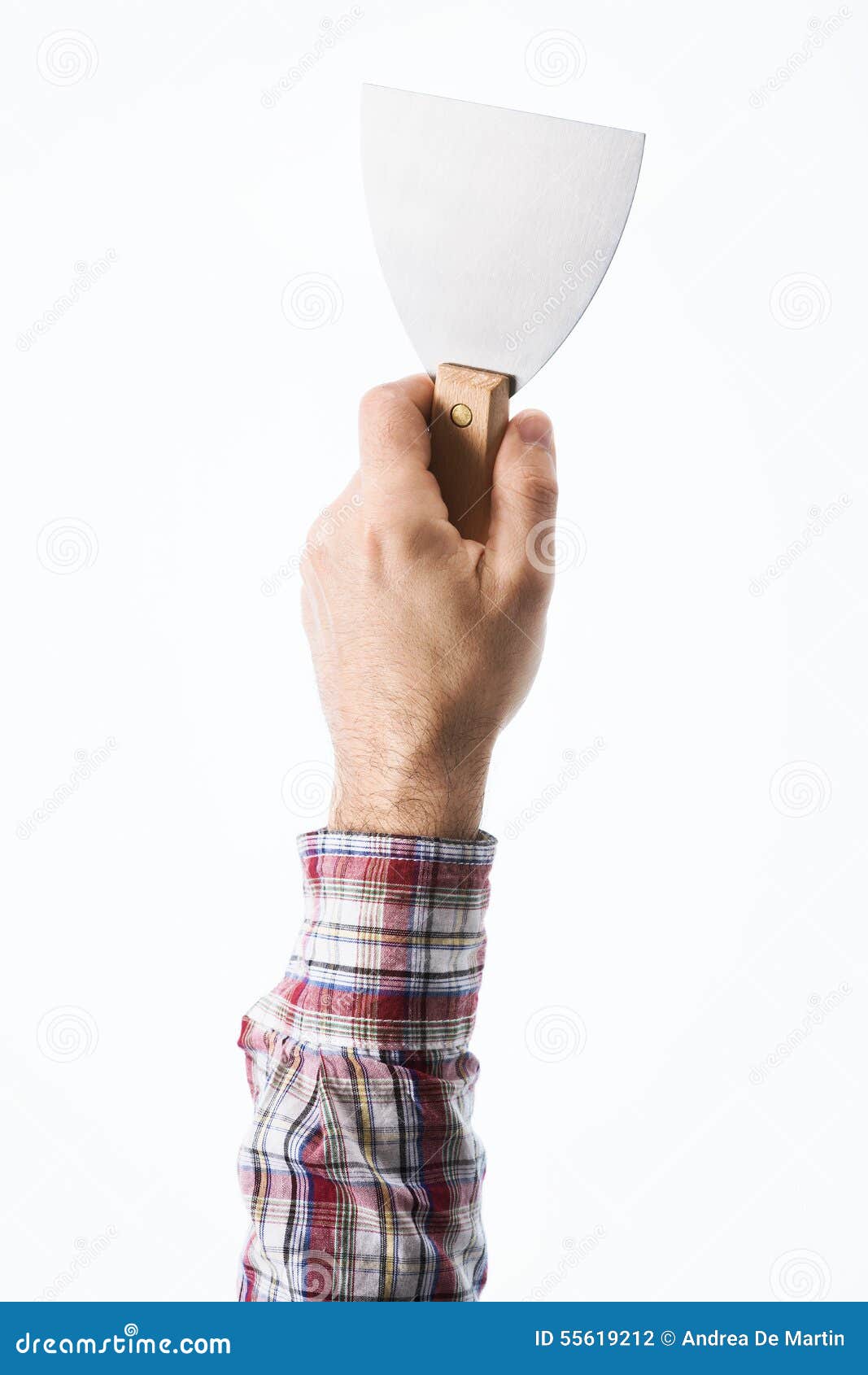 Hand Holding a Plaster Spatula Stock Photo - Image of raised ...