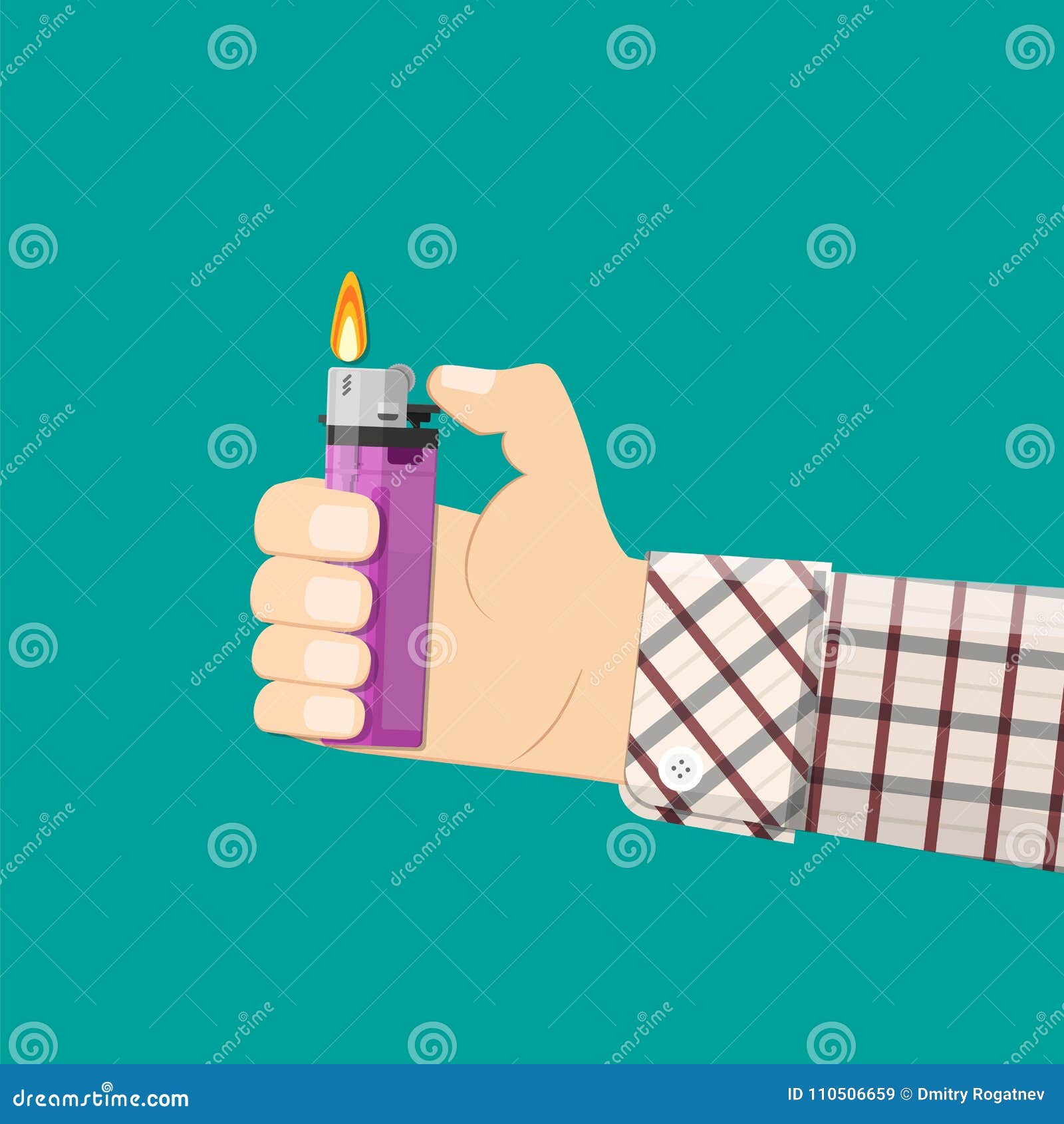 Hand Holding Plastic Lighter. Stock Vector - Illustration of cigarette ...